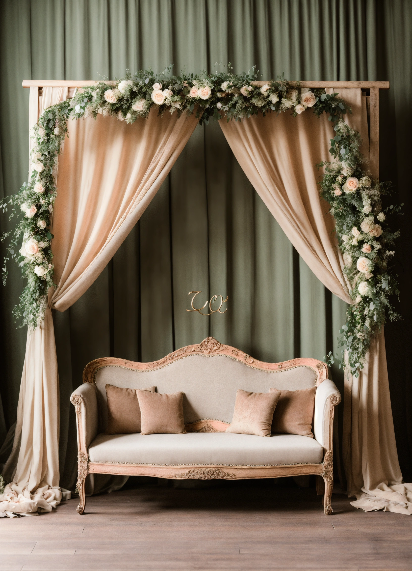 Lexica - A rustic and elegant wedding backdrop, with a beautiful beige ...