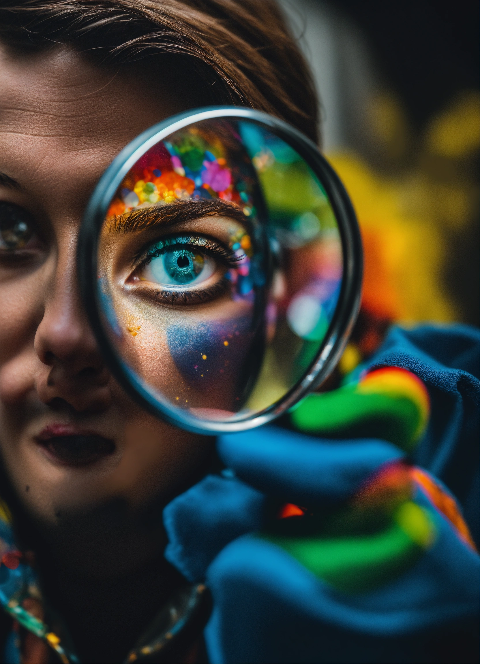 Lexica - "Seeing Through Color", individual holding a magnifying glass ...