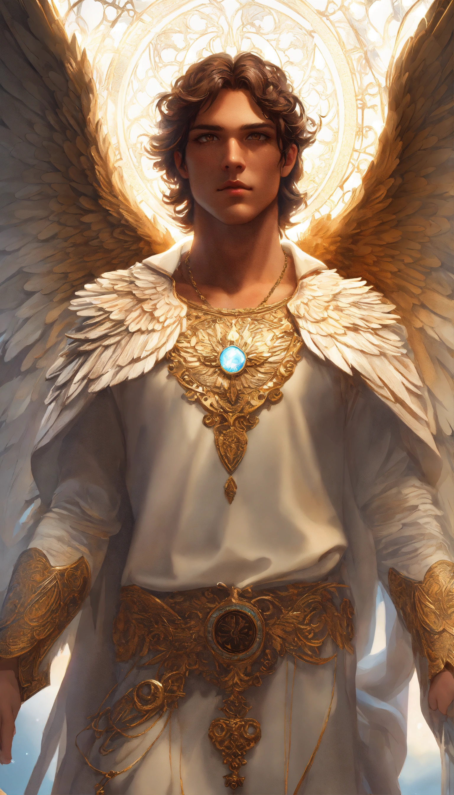 Lexica - Male angel, wings, headshot, art station, 3D, white eyes and ...
