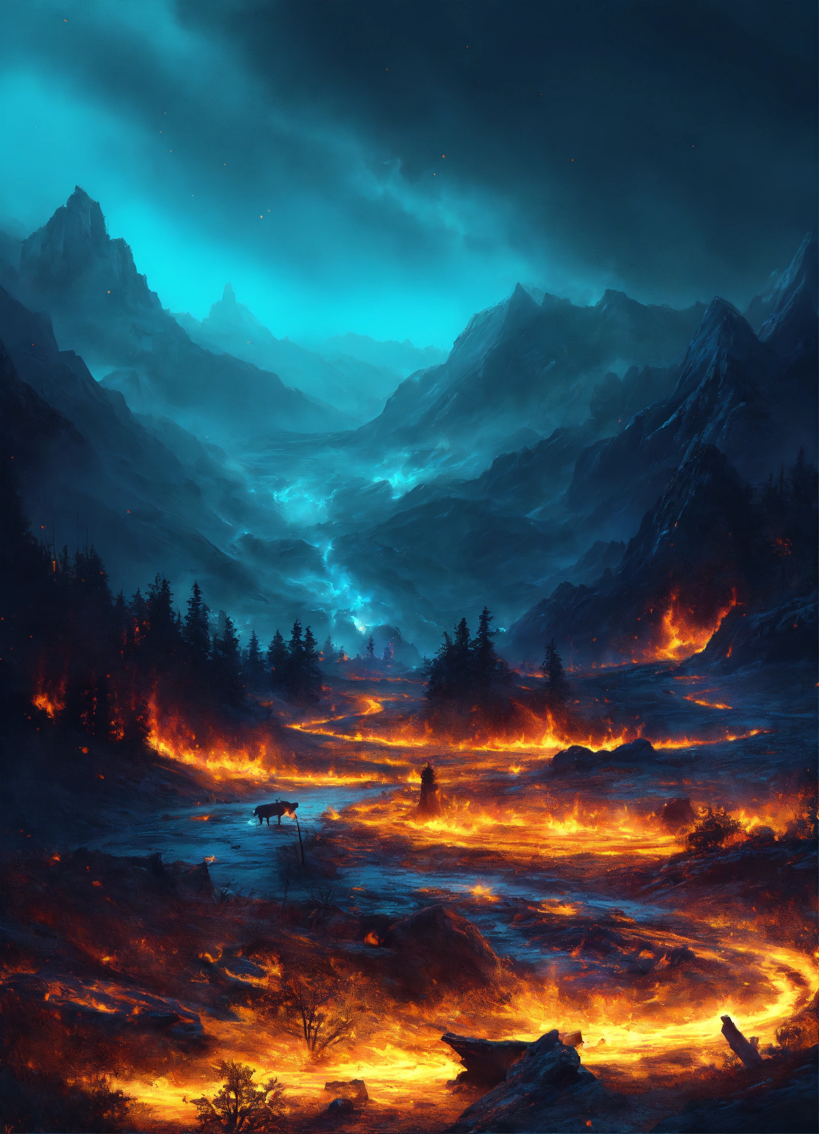 Lexica - Blue fire spell plague Disaster landscape