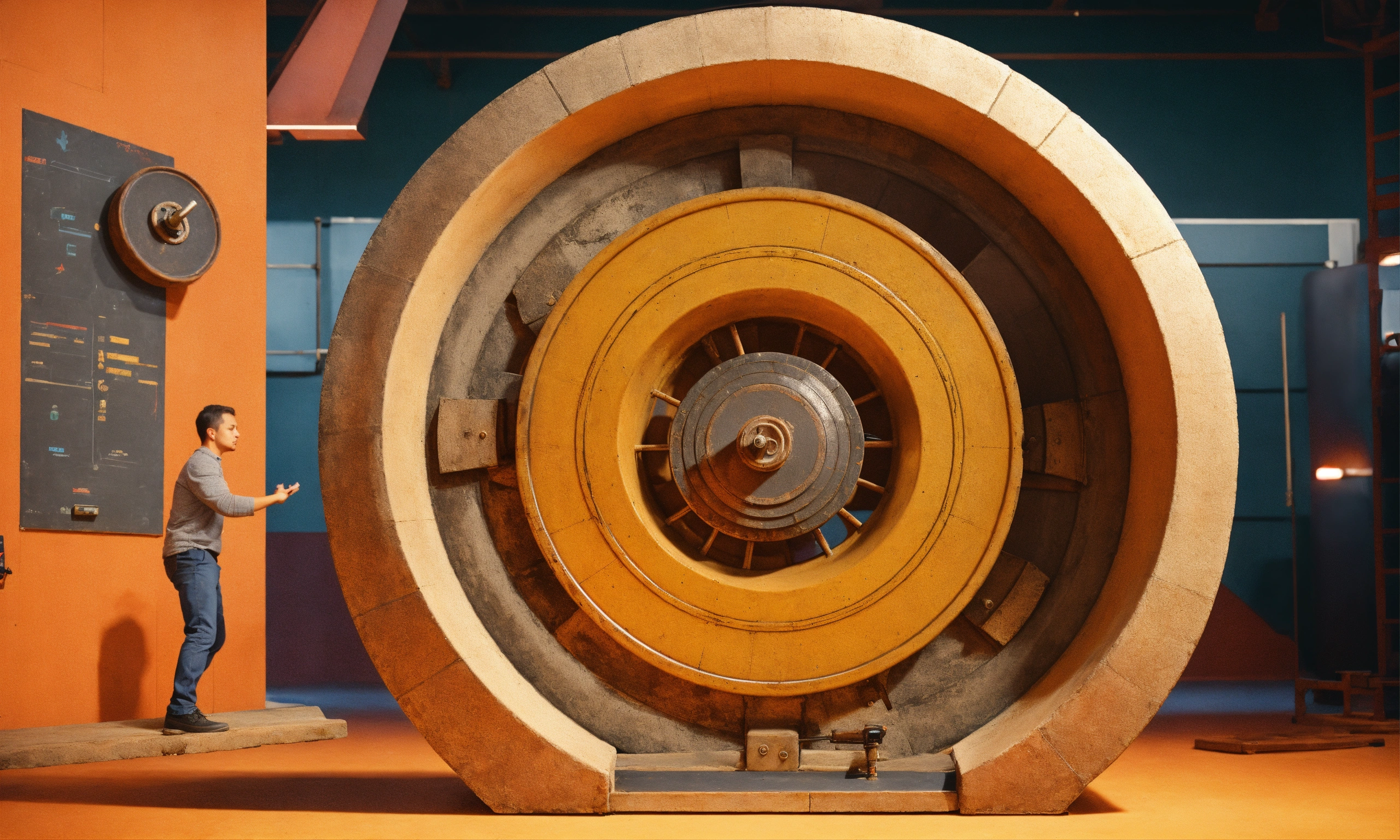 Lexica - Create an visual featuring a massive wheel, resembling a ...