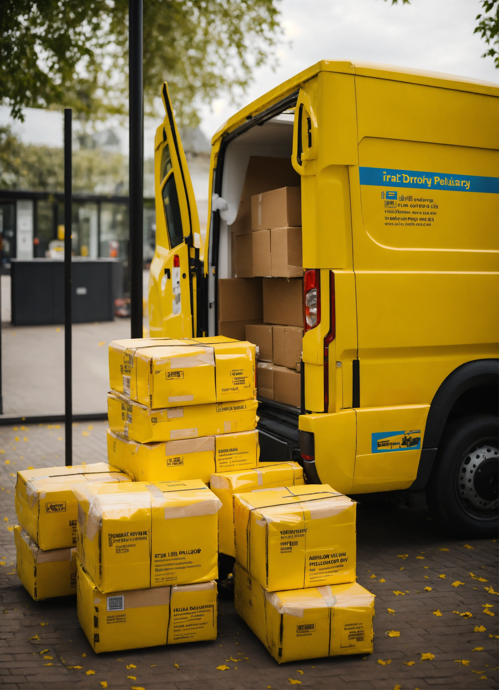Lexica - Parcel delivery vehicle with just yellow parcels inside