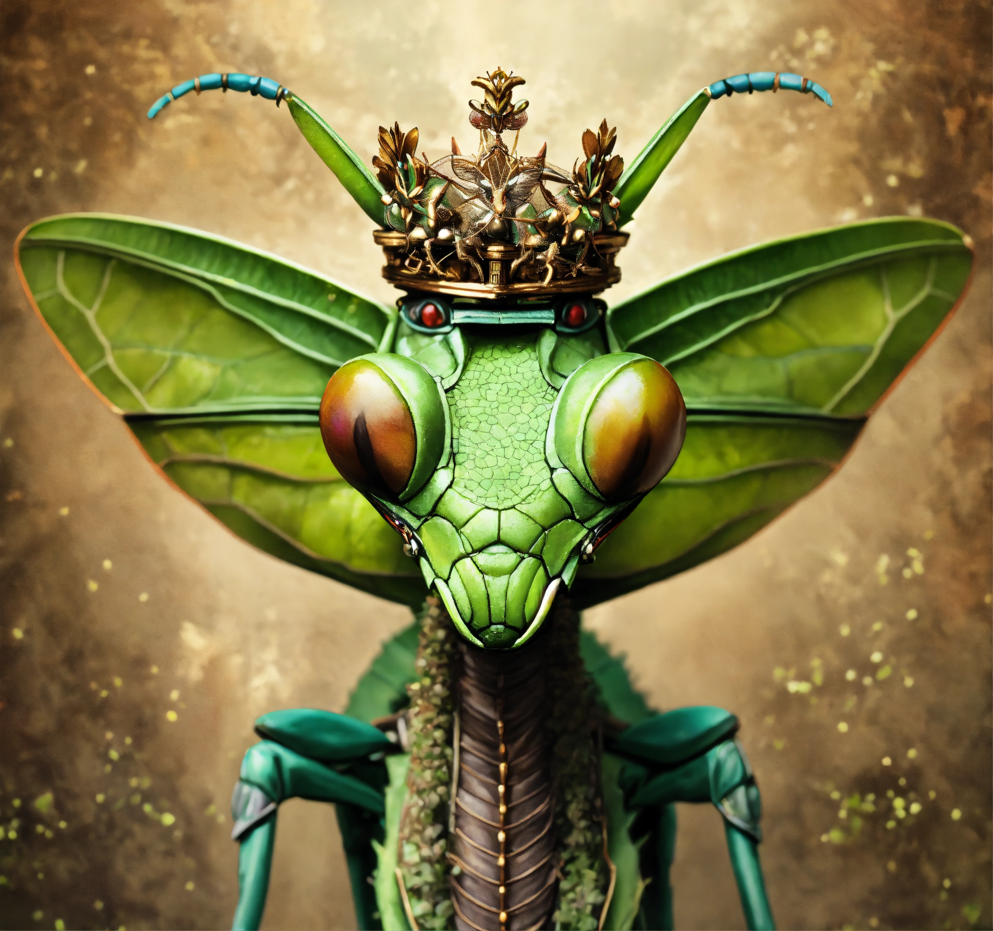 Lexica - Praying Mantis head wearing an elaborate crown, symbolic ...