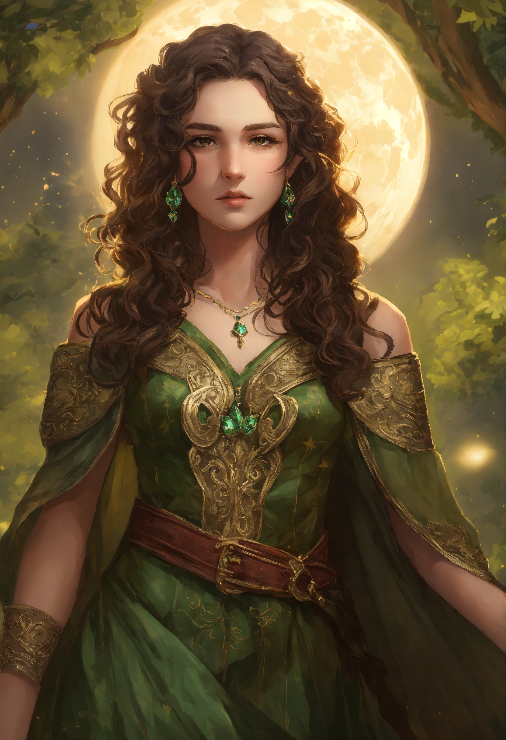 Lexica - Character art of a 24-year-old female wood elf, curly hair ...