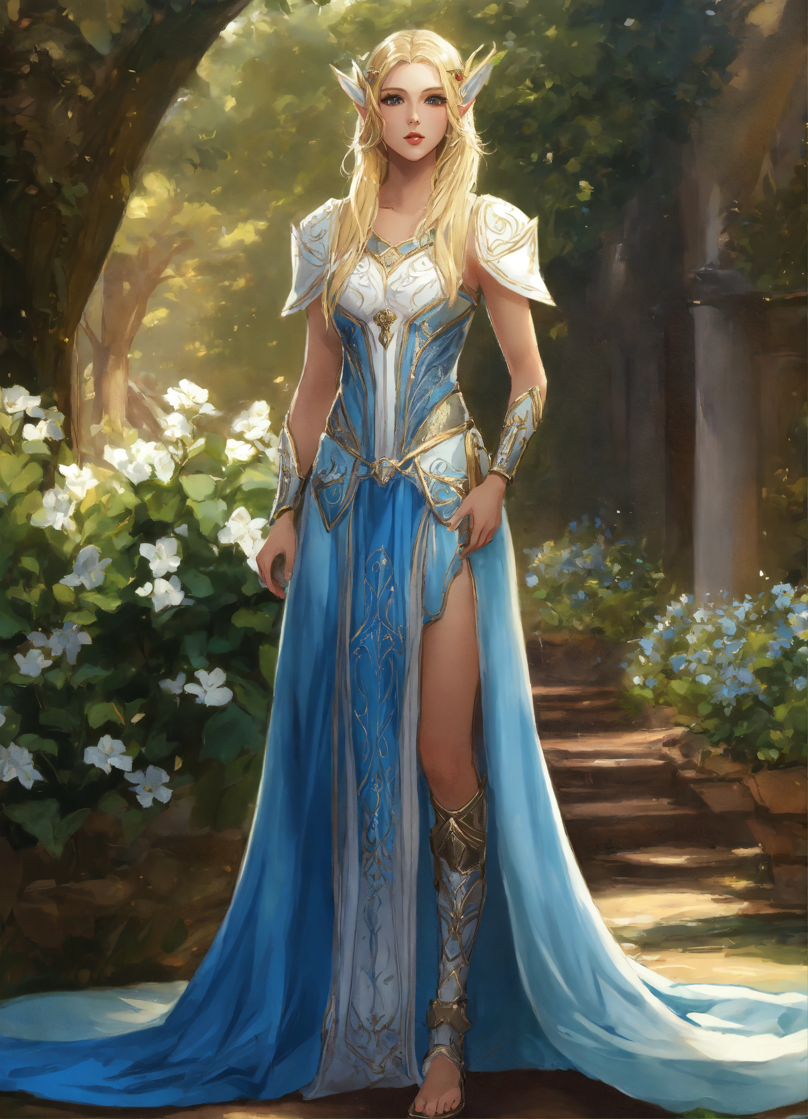 Lexica - Drawing of an elf, royalty, sci fi, cybernetic, white and blue ...