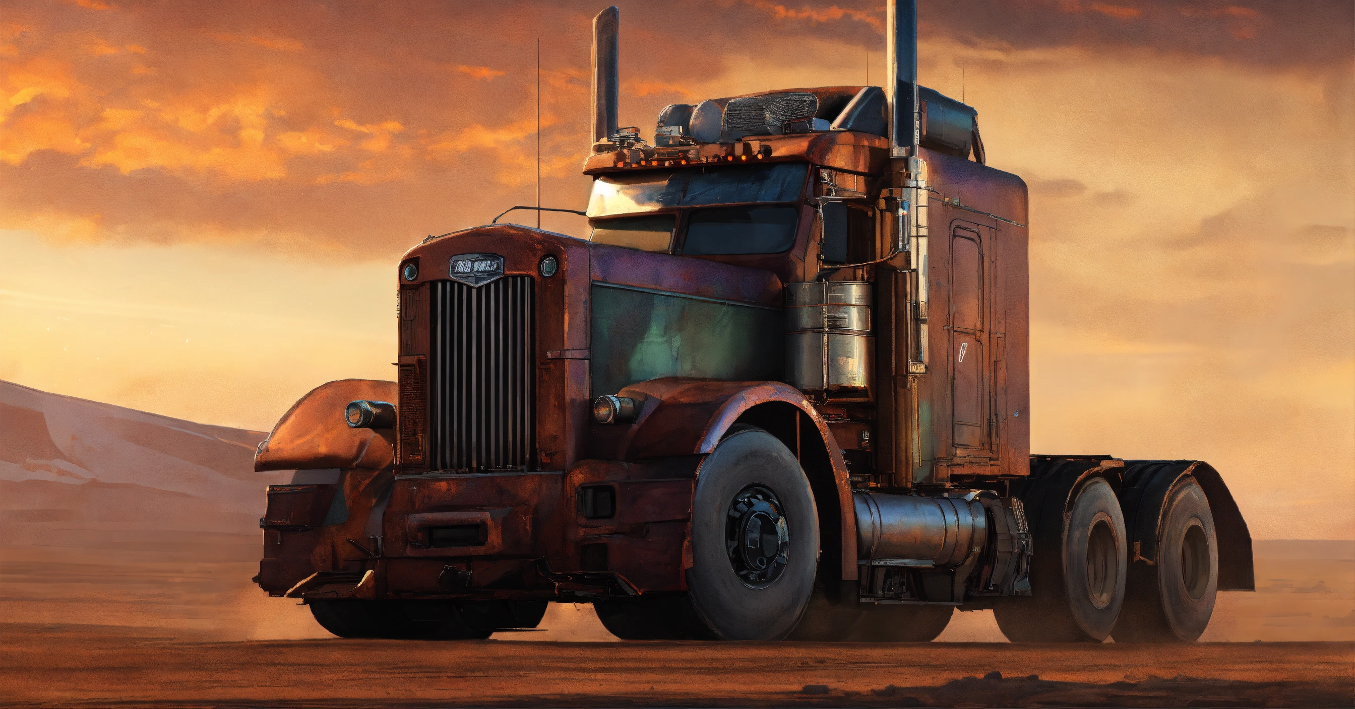 Lexica - Semi truck cyberpunk post-apocalyptic Peterbilt with a ...