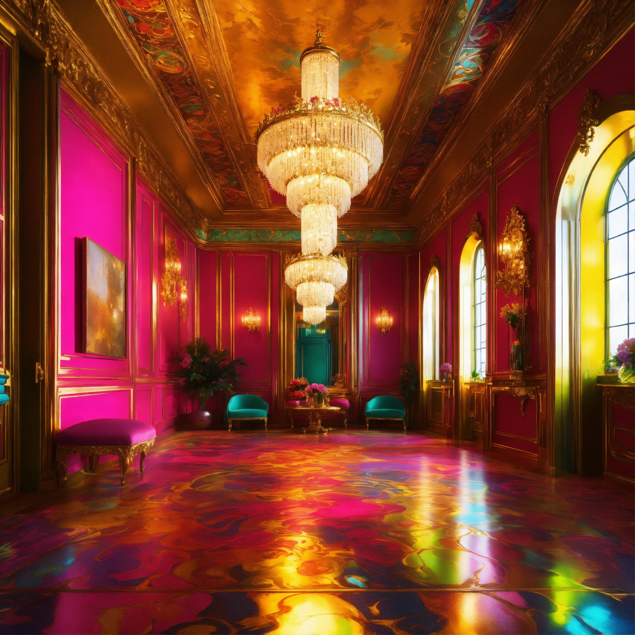 Lexica - Futuristic beautiful French mansion interior glamorous ...