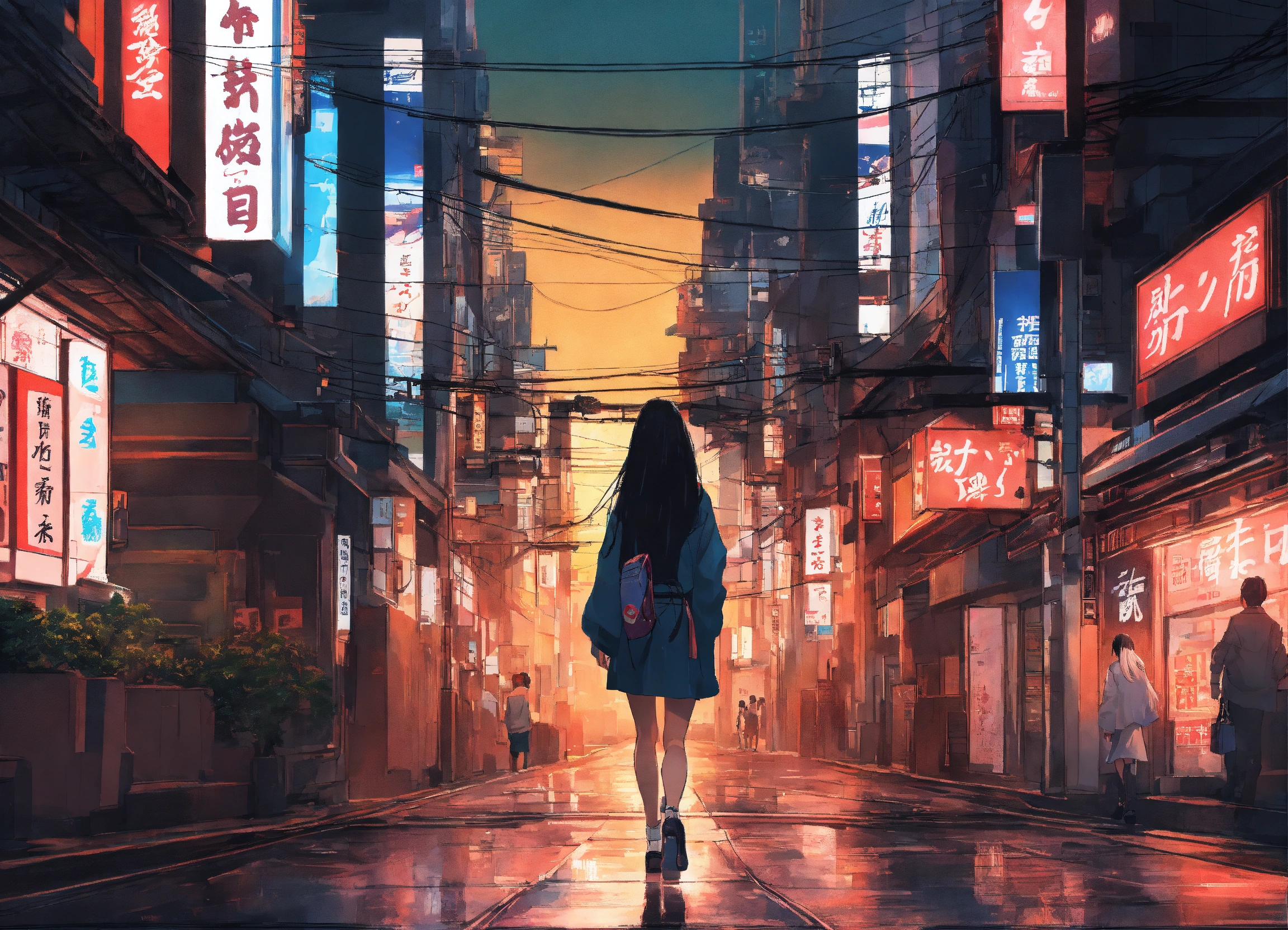 Lexica - Create an AKIRA-style illustration of a long-haired black ...