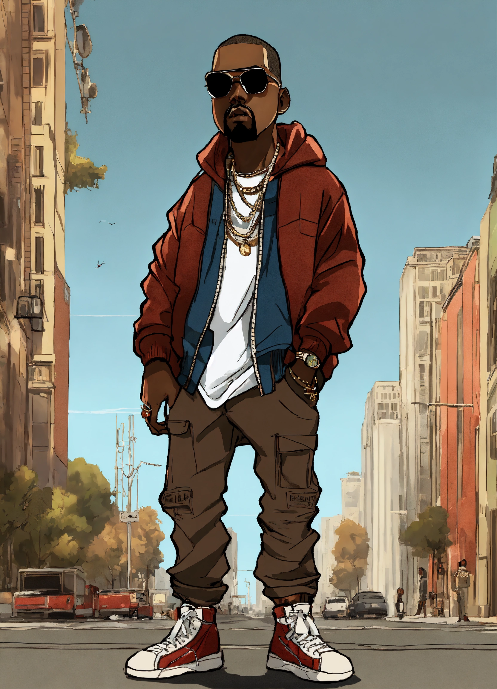 Lexica - Hip hop art style Kanye West boondocks full body