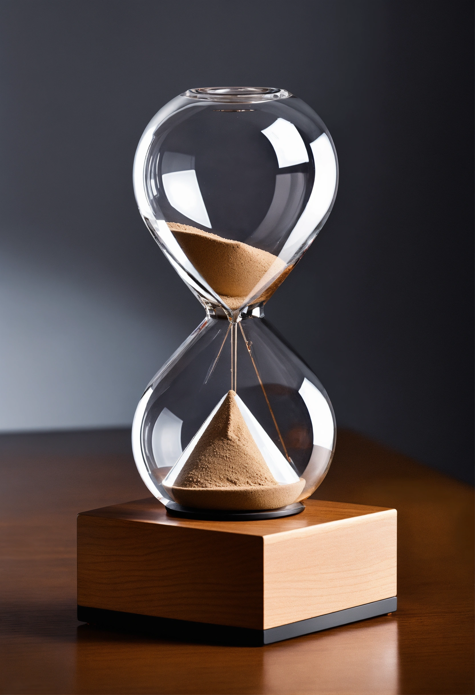 Lexica - Sleek sand timer, a streamlined wooden frame and crystal clear glass