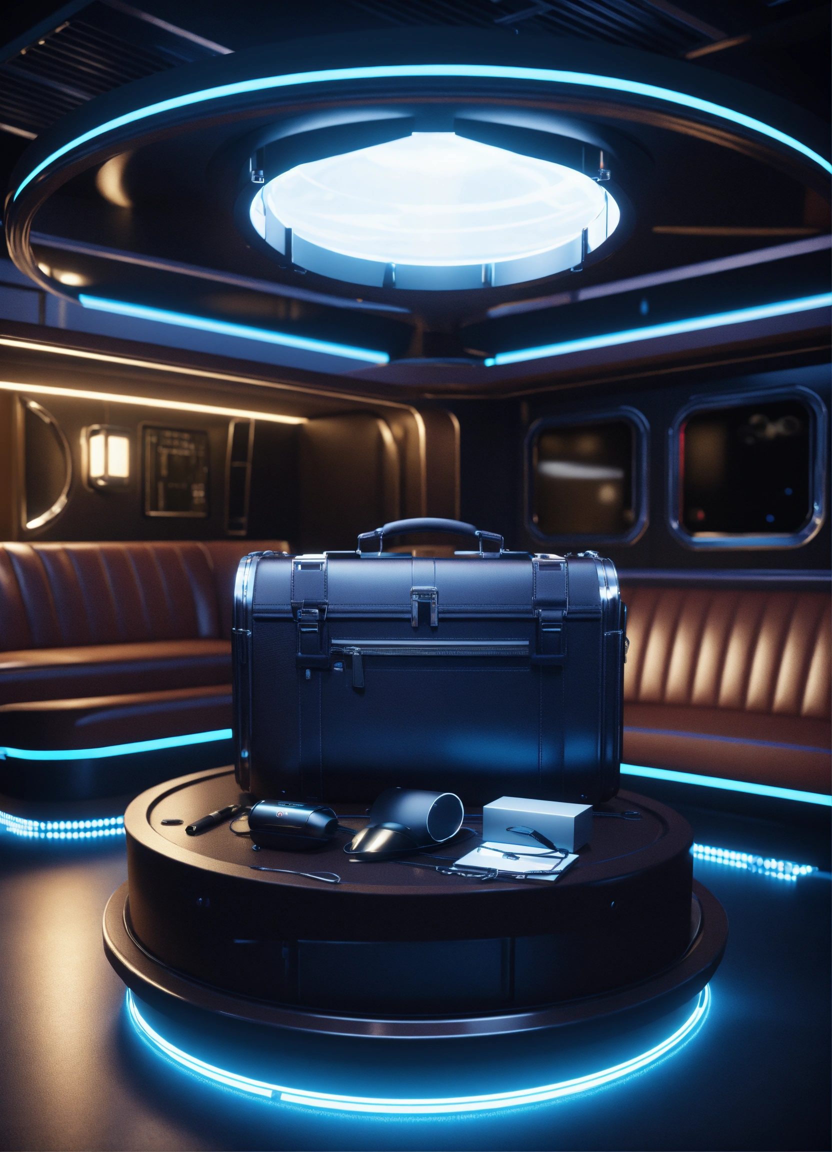 Lexica - VIew of a empty hi tech titanium security briefcase open on a ...