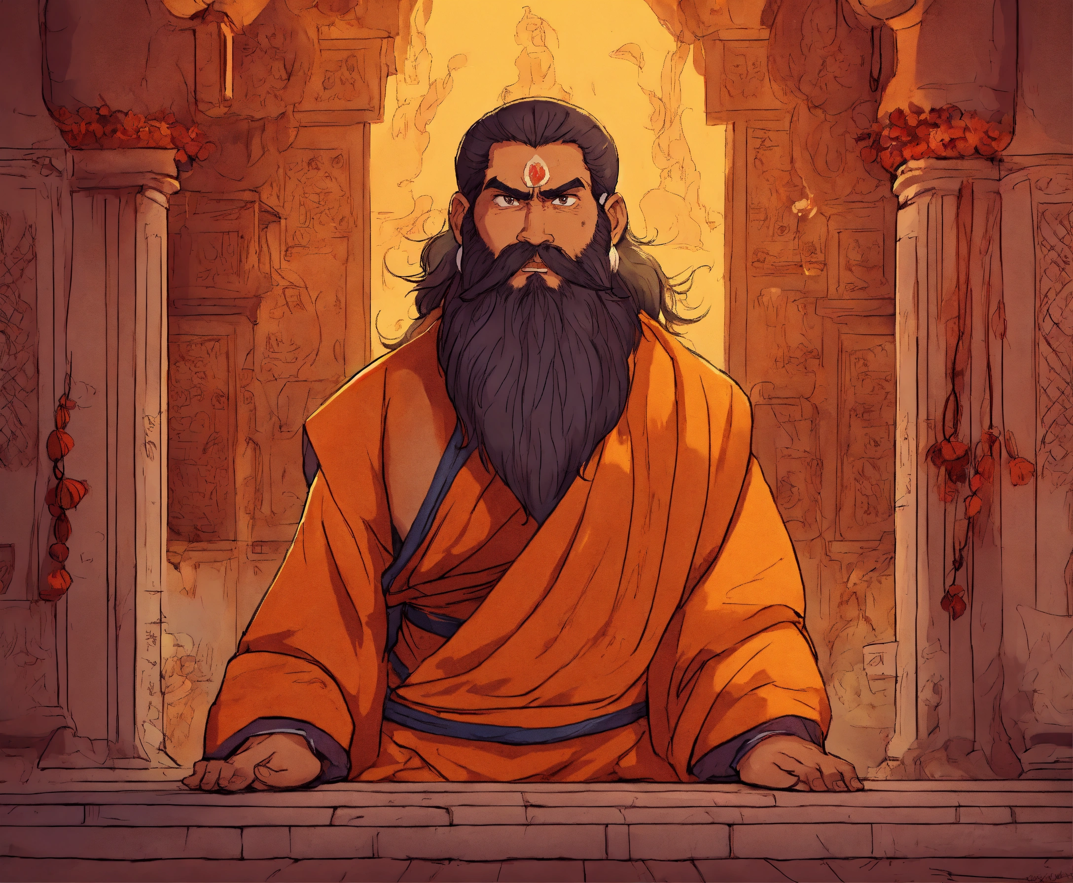 Lexica - An Indian fake monk, full beard, tangled long unclean hair ...