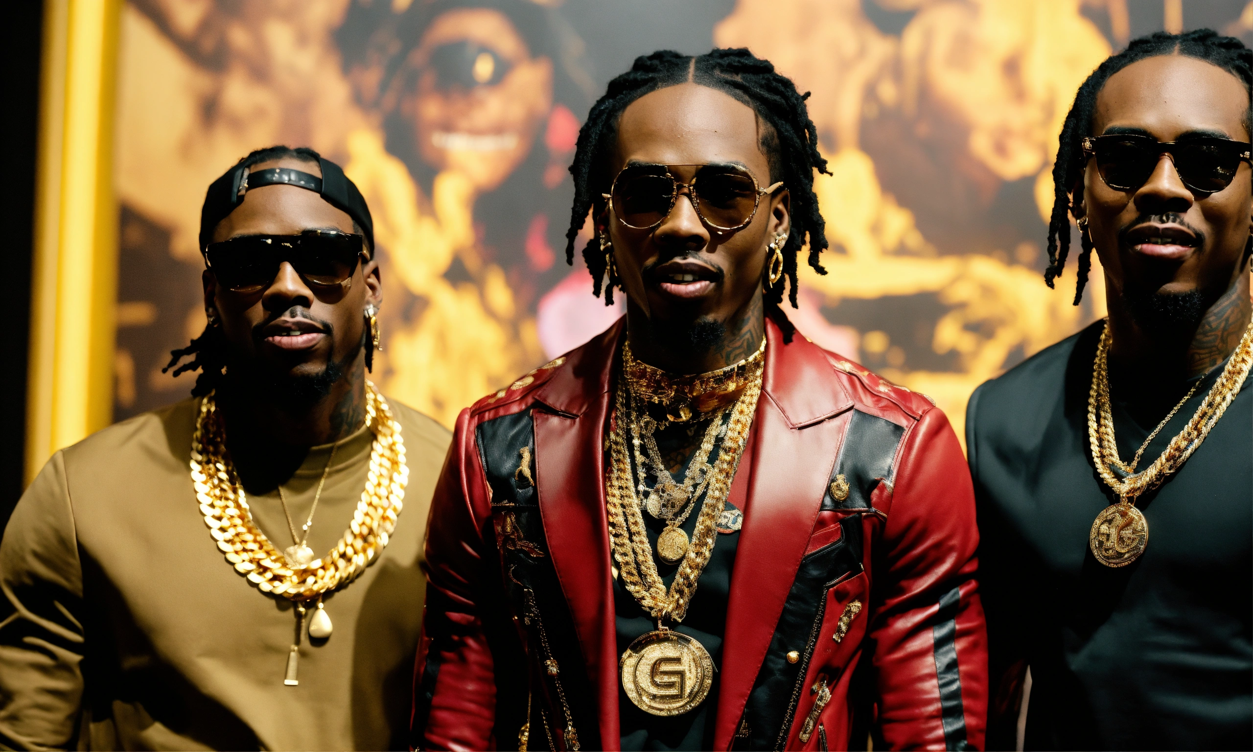 Lexica - Full body shot of Atlanta rap trio Migos "Quavo, Offset, and ...
