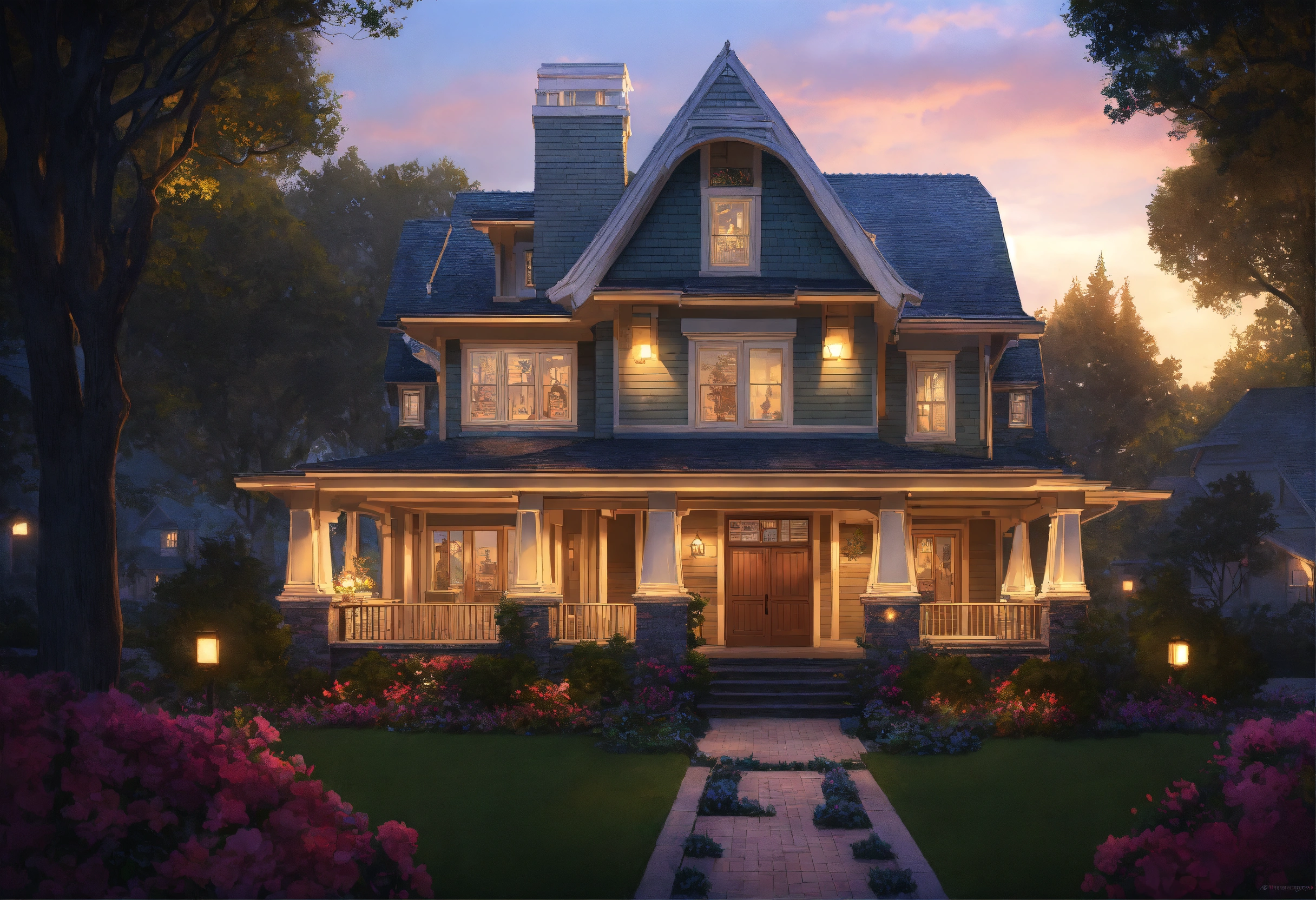 Lexica - Symmetrical!!! Picture of a cozy, 2 story house with white ...