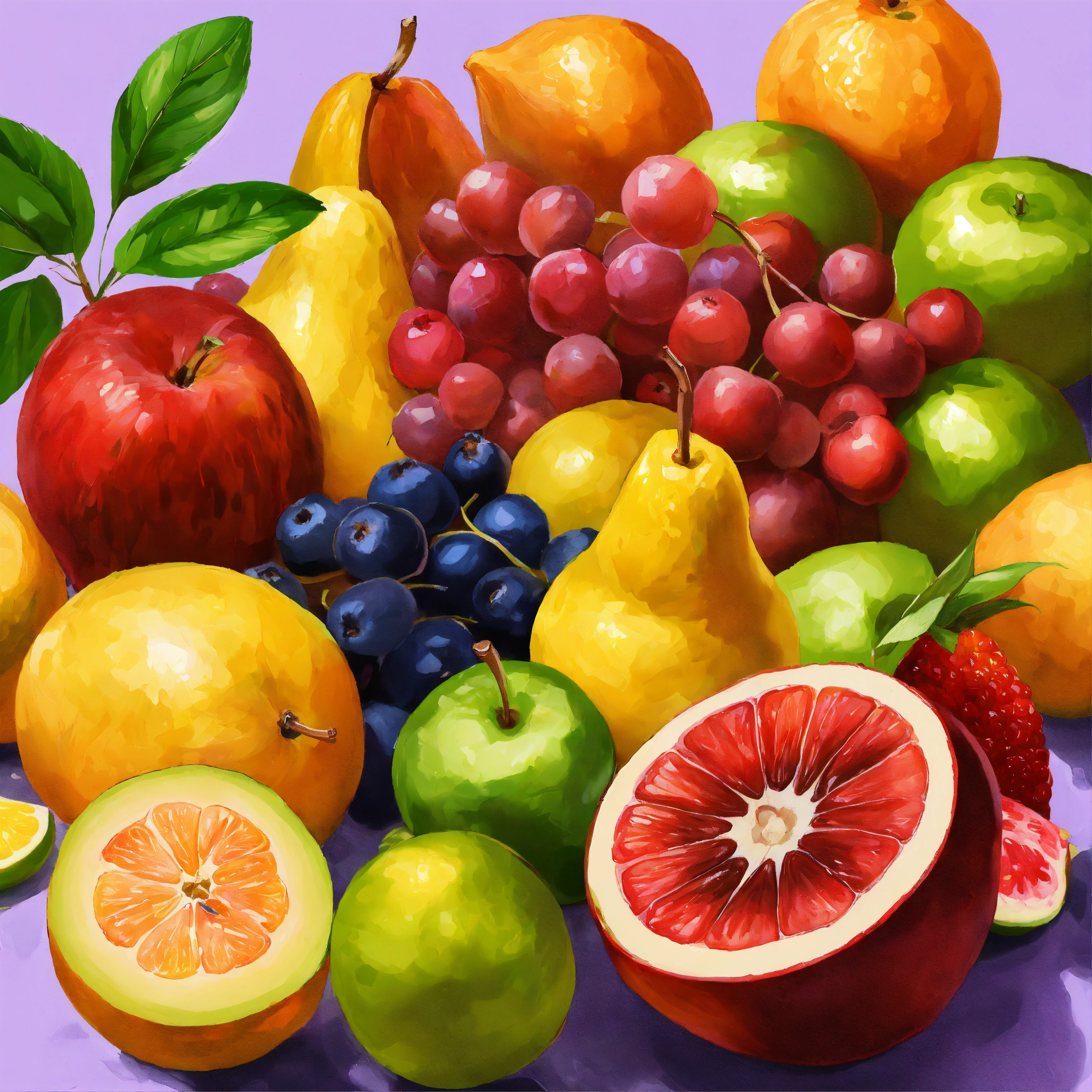 Lexica - Various fruits sheet, isolate objects, realistic cartoon oil ...
