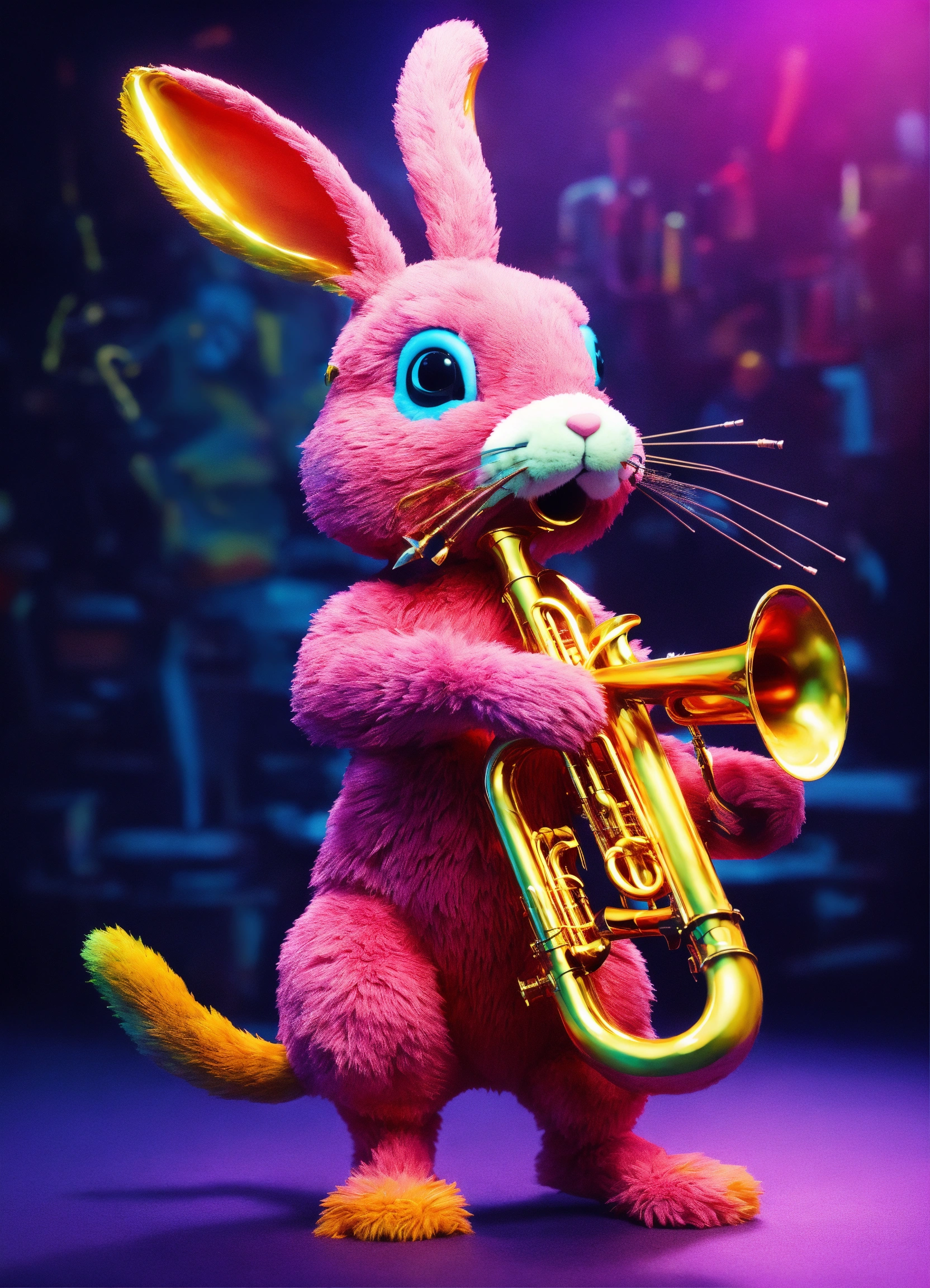 Lexica - An insane 3d toy furry musical bunny playing trumpet saxophone ...