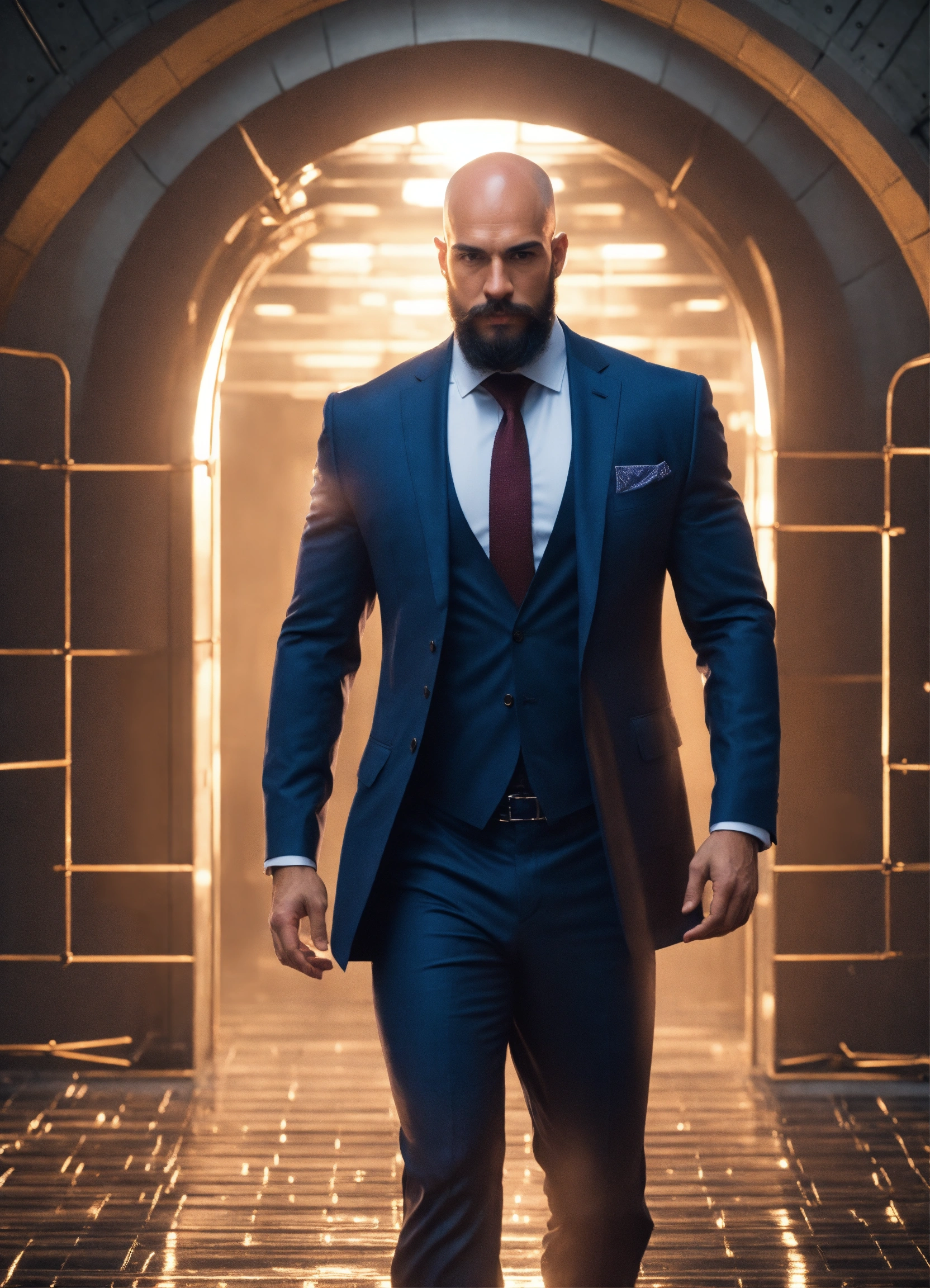 Lexica - Bald well groomed bearded man, a strong muscular handsome ...