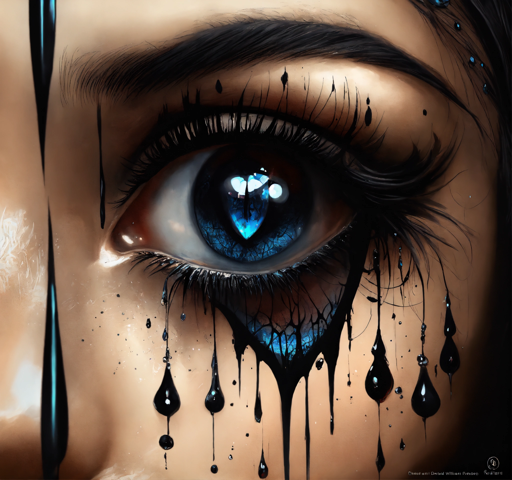 Lexica - Black tears, intricate art, dark fantasy style