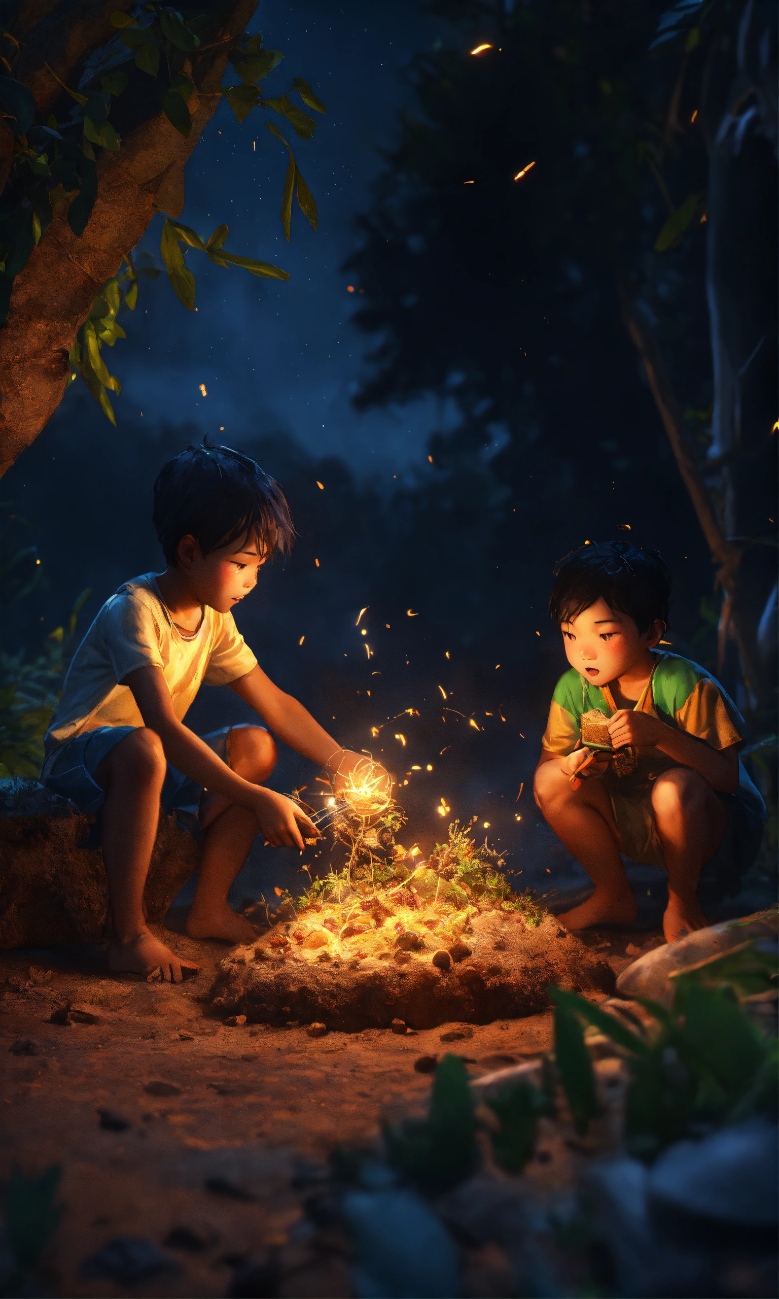 Lexica - Filipino kids playing and destroying a small termite mound at ...