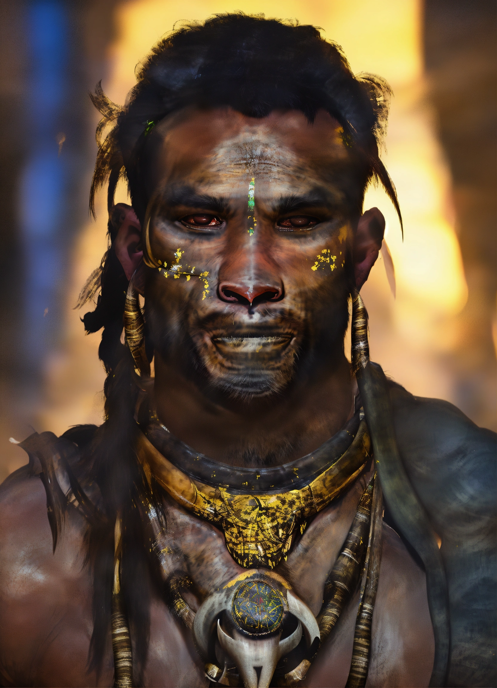 Lexica - Handsome thailandese dark skinned half orc with ((((tusks ...