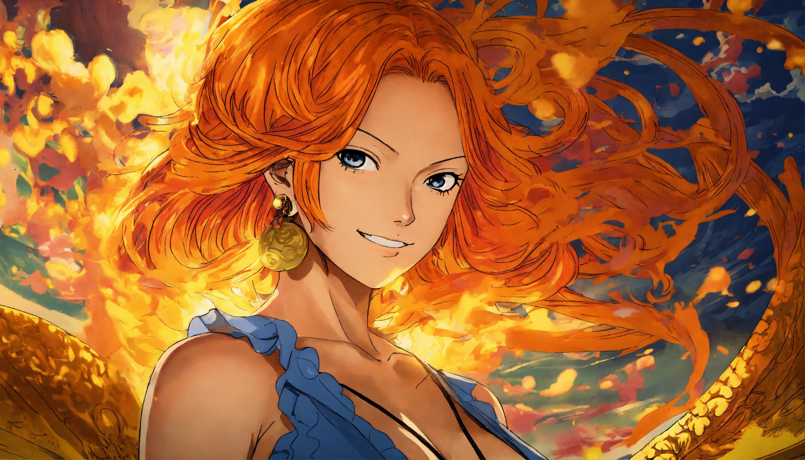 Lexica - Create an illustration of Nami in the iconic style of Eiichirō ...
