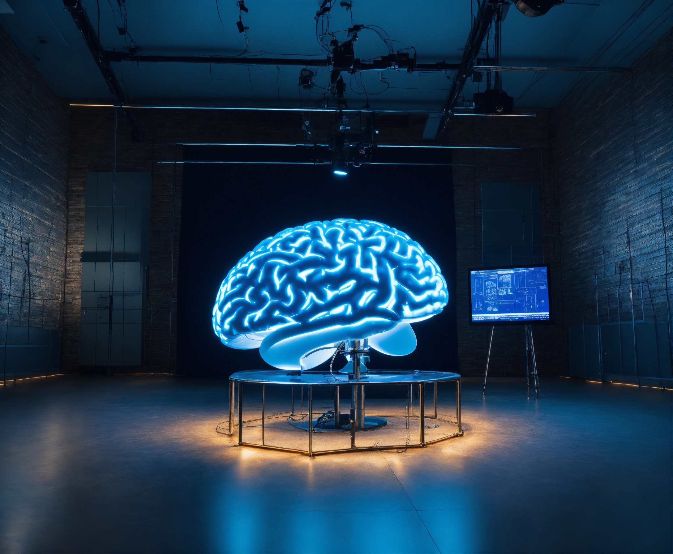 Lexica - "illuminated thought process", glowing brain center stage ...