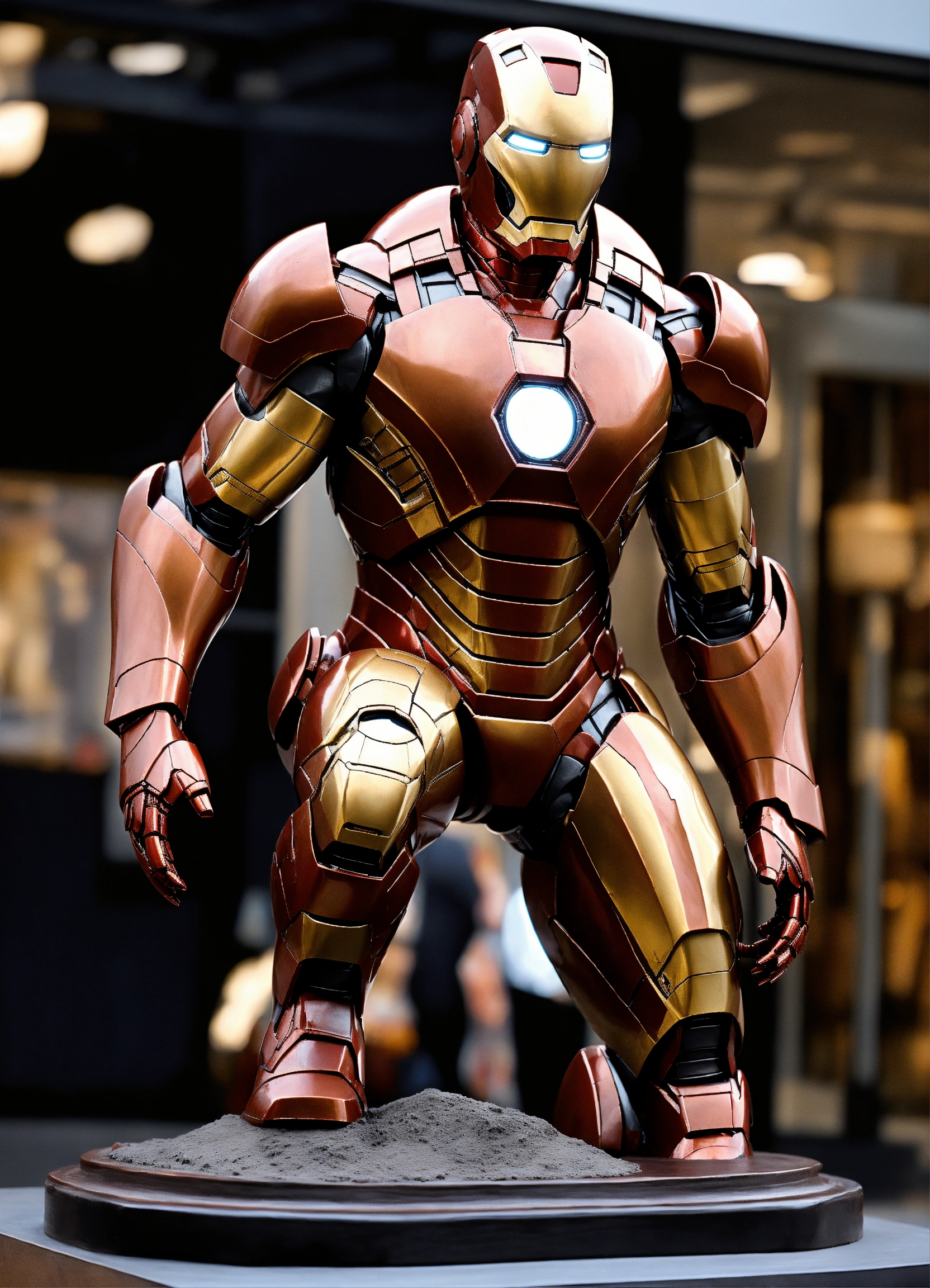 Lexica - A sculpture of beautiful iron man bronze on top of a base ...