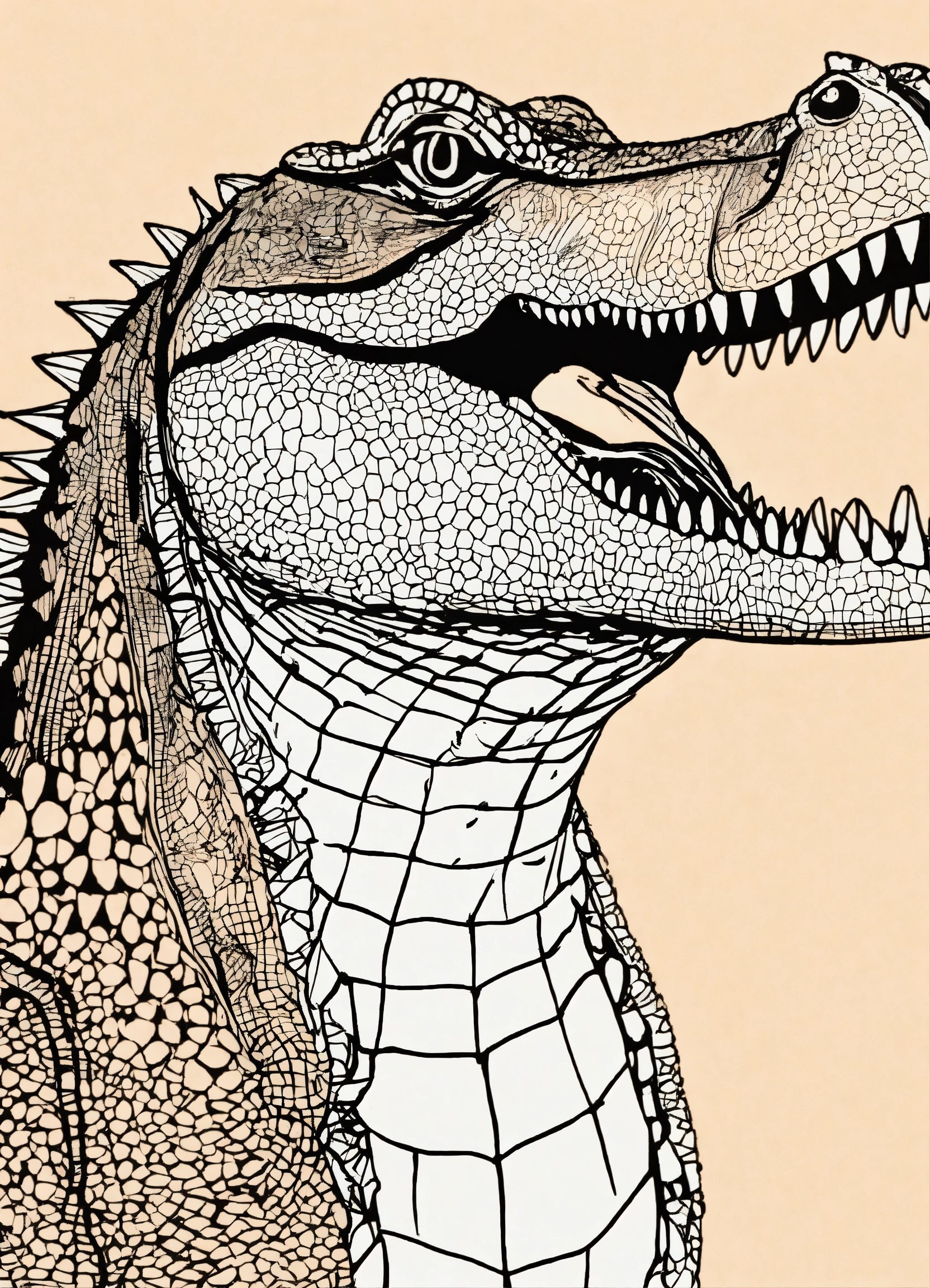 Lexica - Beautiful detailed crocodile portrait, one line drawing, bold ...