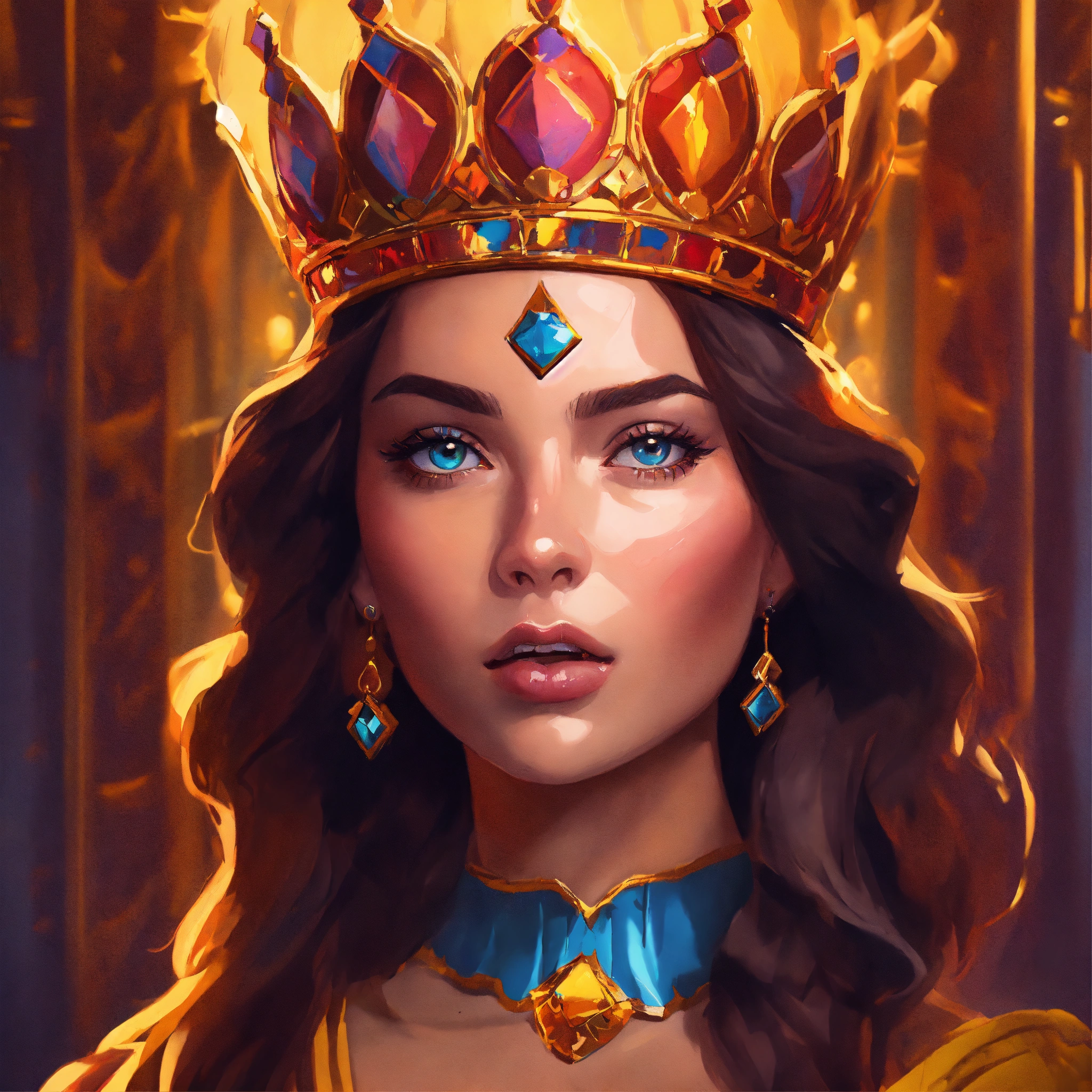 Lexica - Queen, realistic cartoon oil paint, 2D illustration style ...
