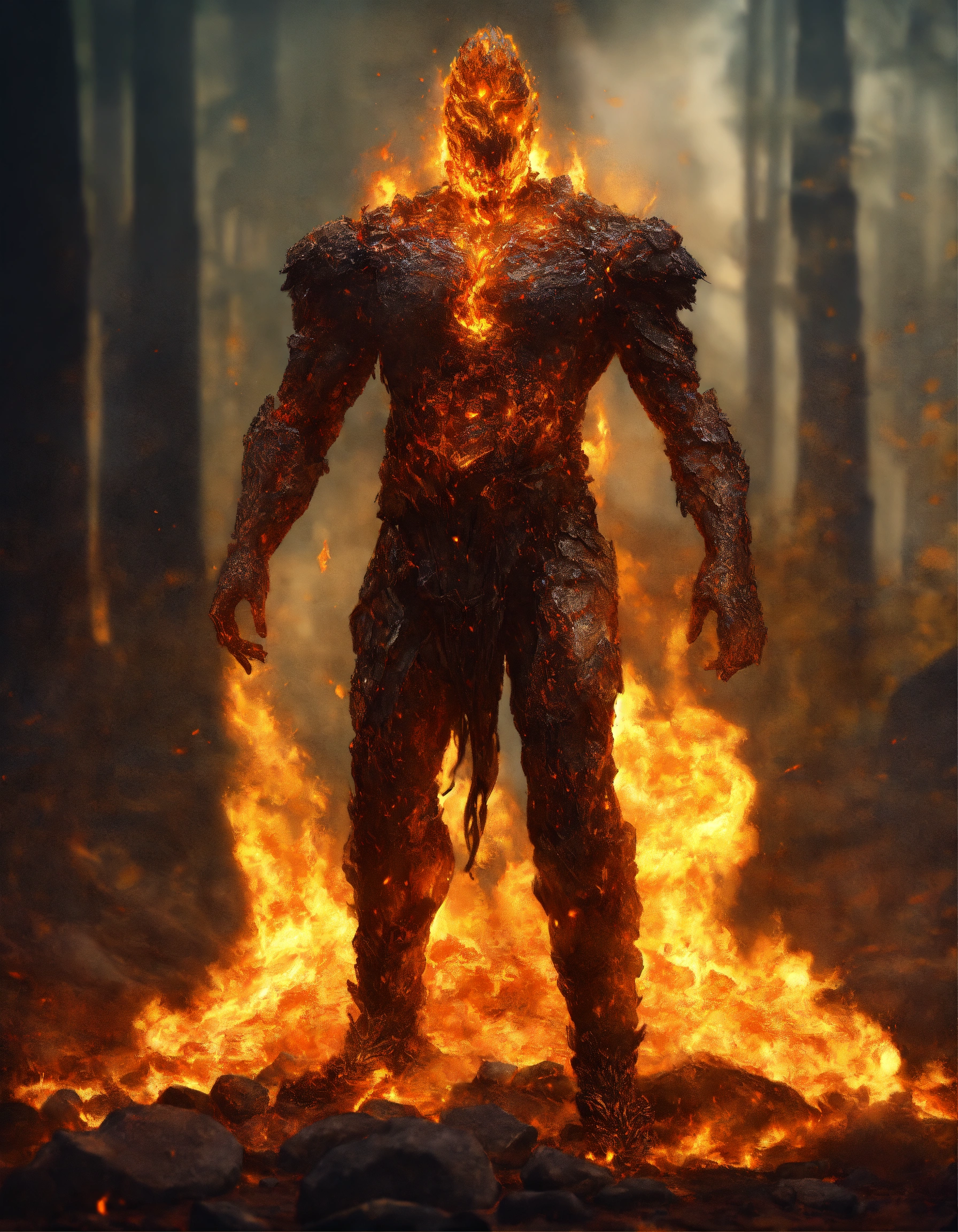 Lexica - Colossal entity made of fire and stones, outgoing from the ...