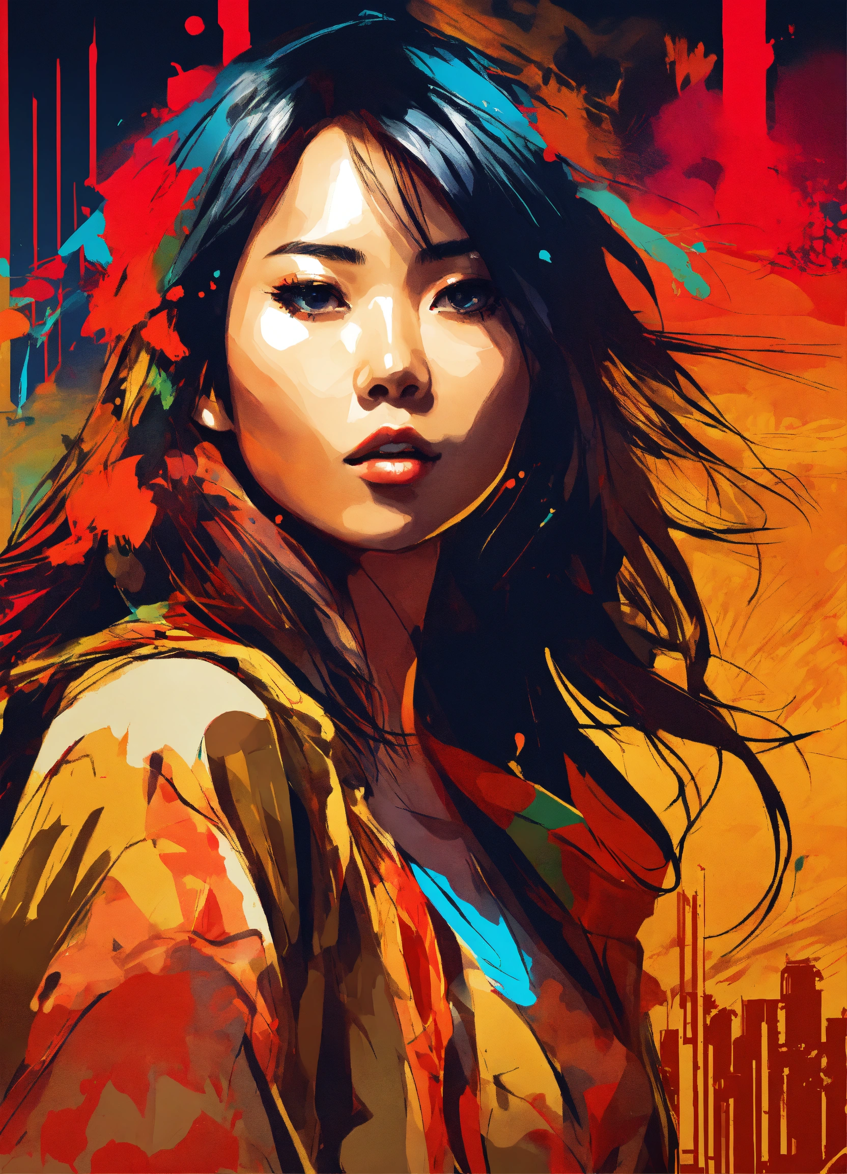 Lexica - Beautiful Asian woman vector style 8k urban art with spray ...