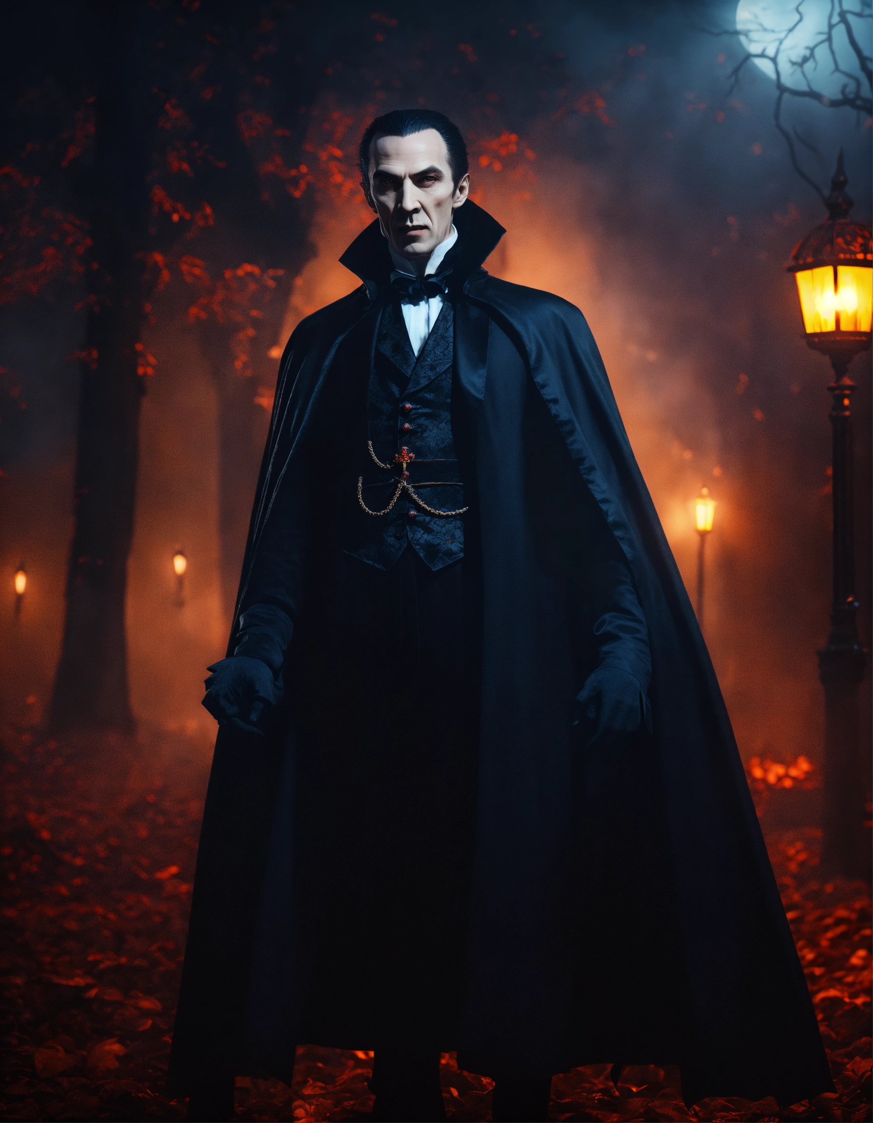 Lexica - Image of Count Dracula, full portrait, Halloween background ...