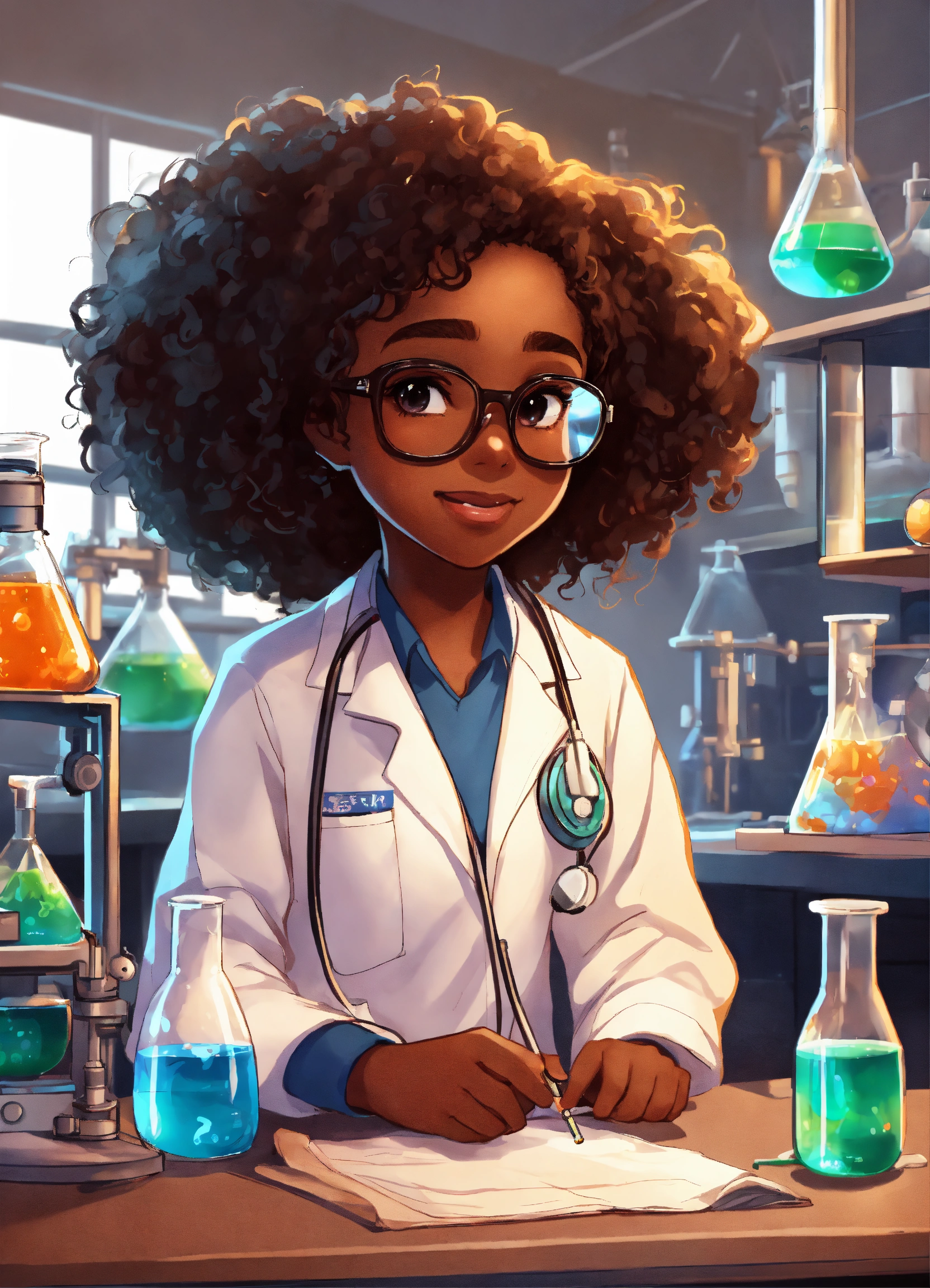 Lexica - Make me Cartoon of a very Young looking little 10 yr African ...