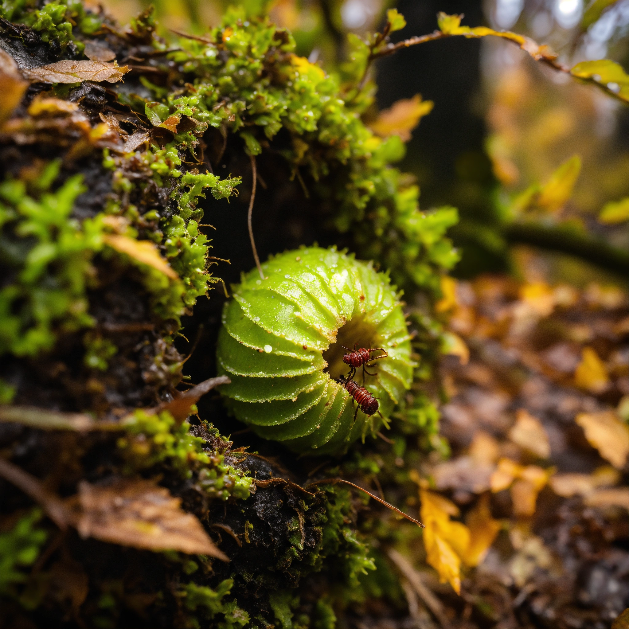 Lexica - Dark creepy ugly rainy Autumn macro photography close-up of a ...