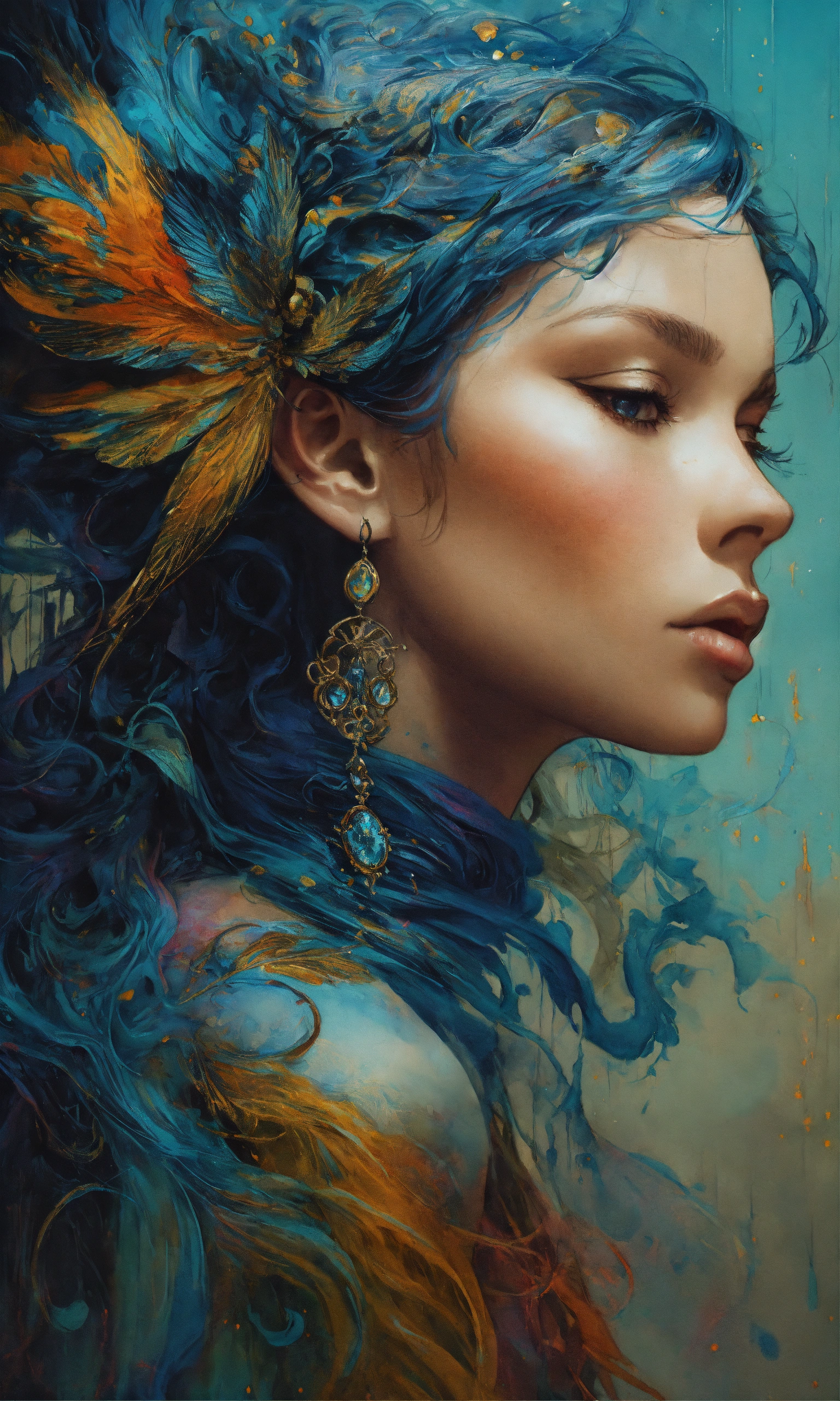 Lexica - Colorful beautiful woman Black ink flow 8k resolution ...