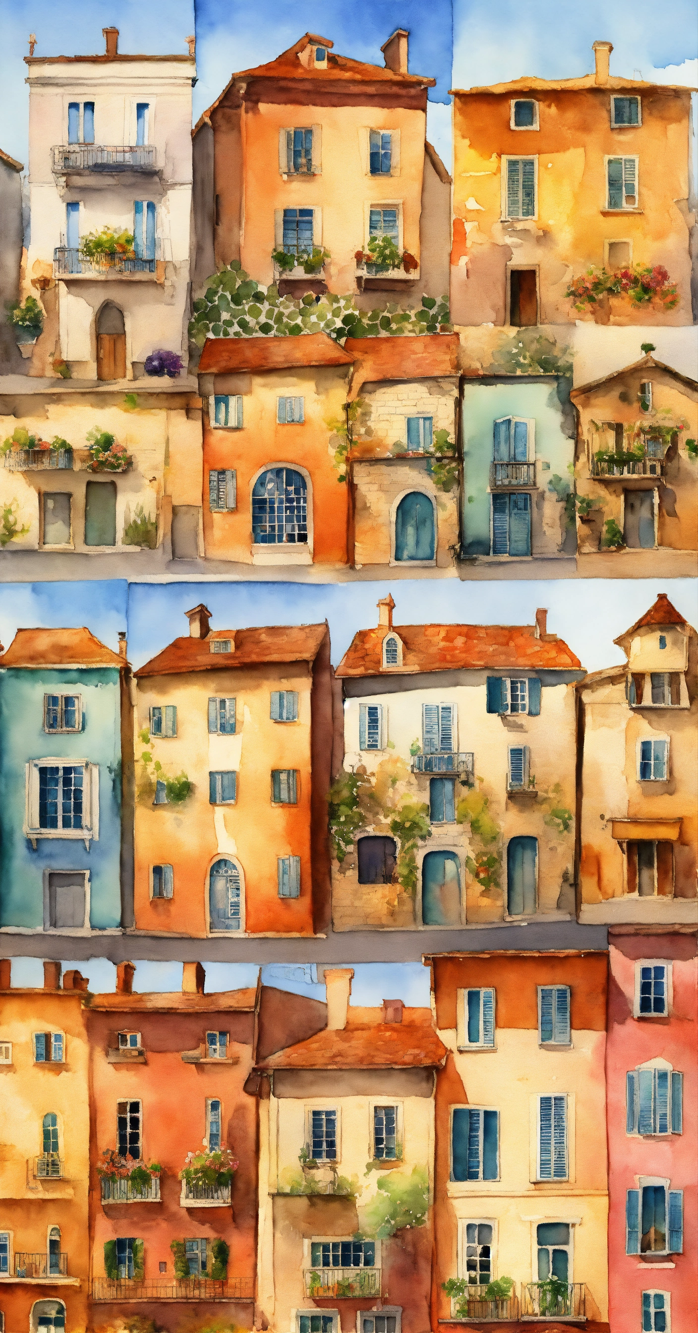 Lexica - Eccentric houses lined up, Fanciful houses, Provencal style ...