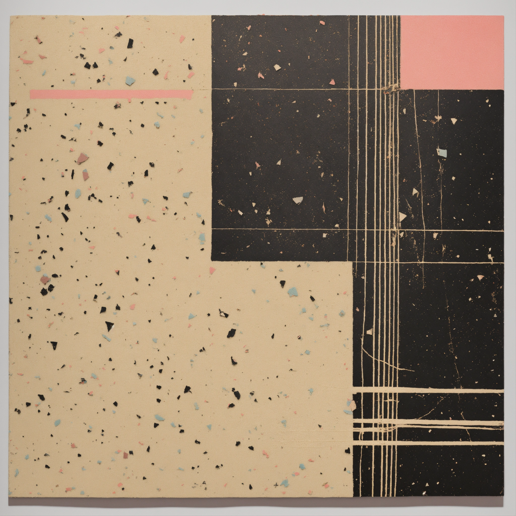 Lexica - Album cover, Fragments, riso design, texture, pastels cream black,