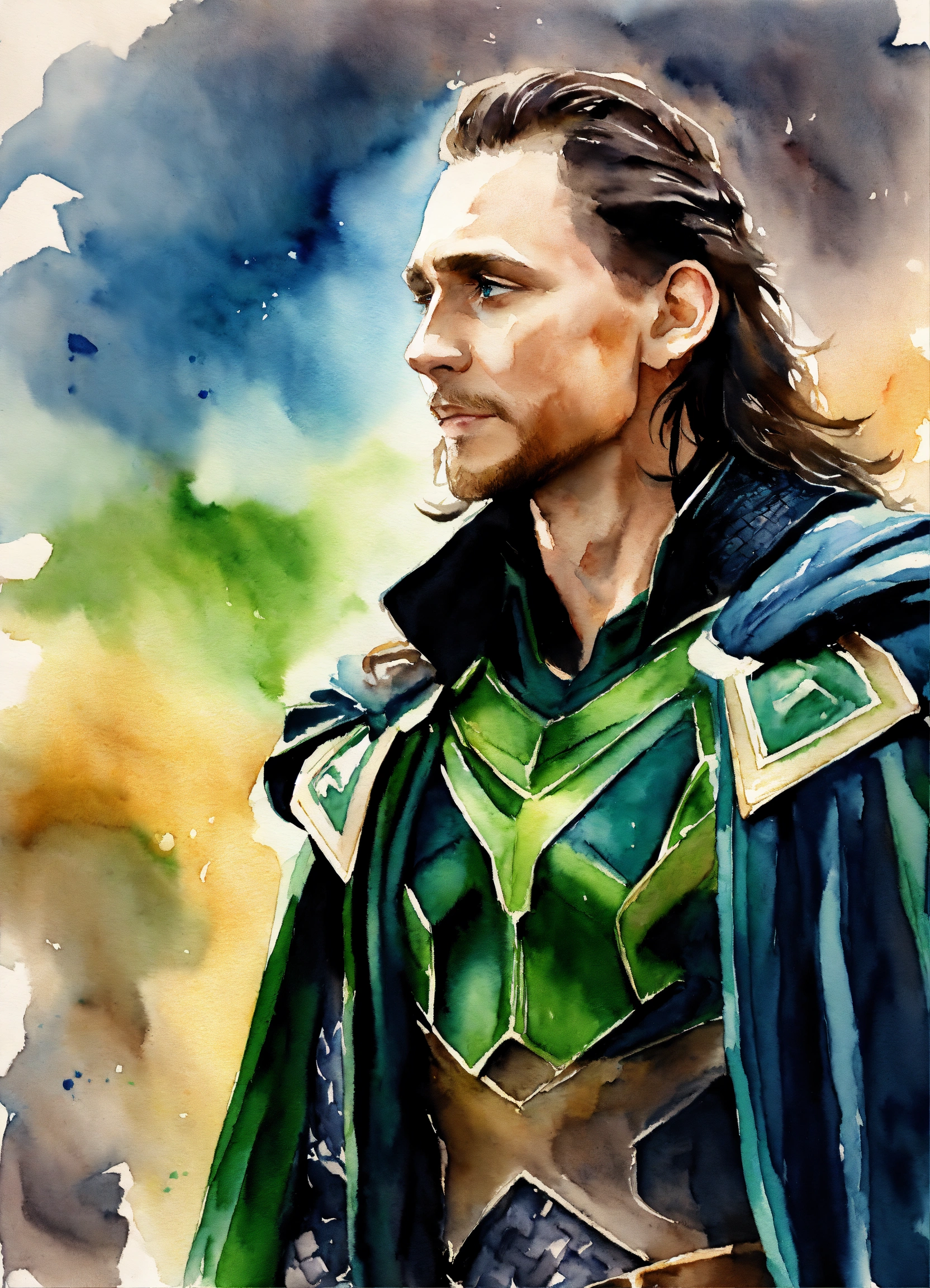 Lexica - Loki Laufeyson Tom Hiddleston and Thor Odinson watercolor