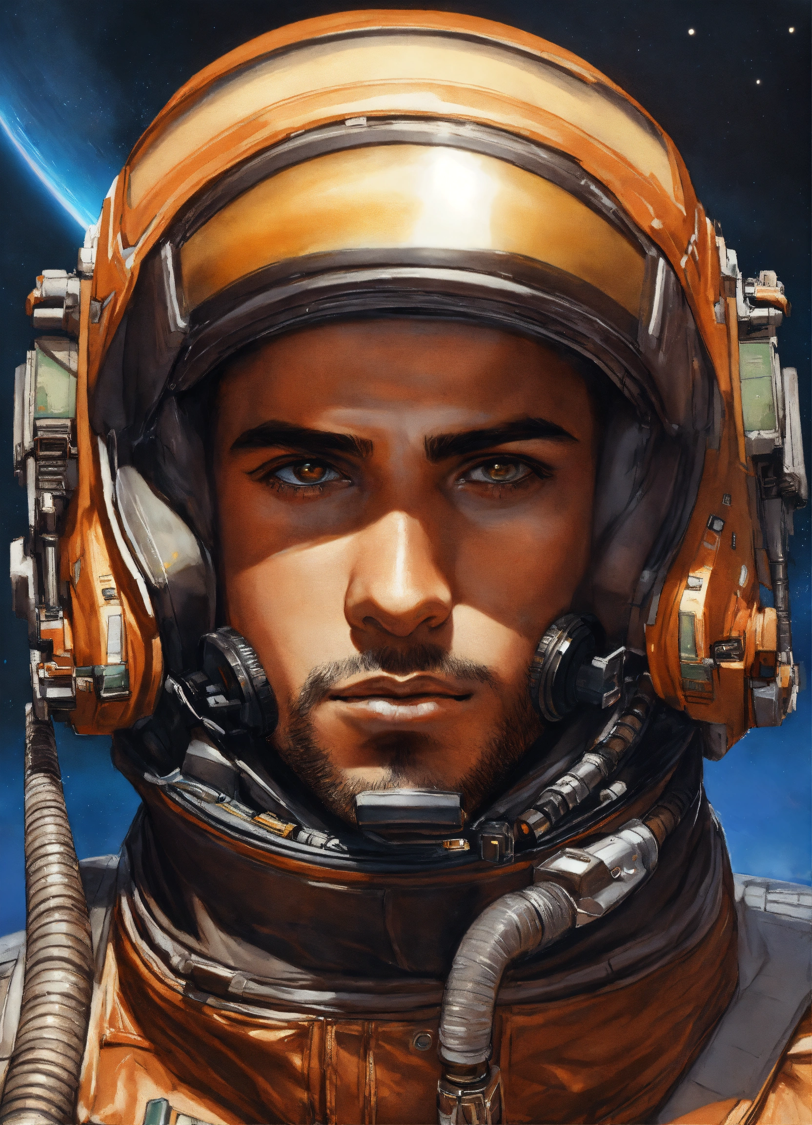 Lexica - Arab male space fighter pilot, coriolis the third horizon, hyper detailed, artist ...