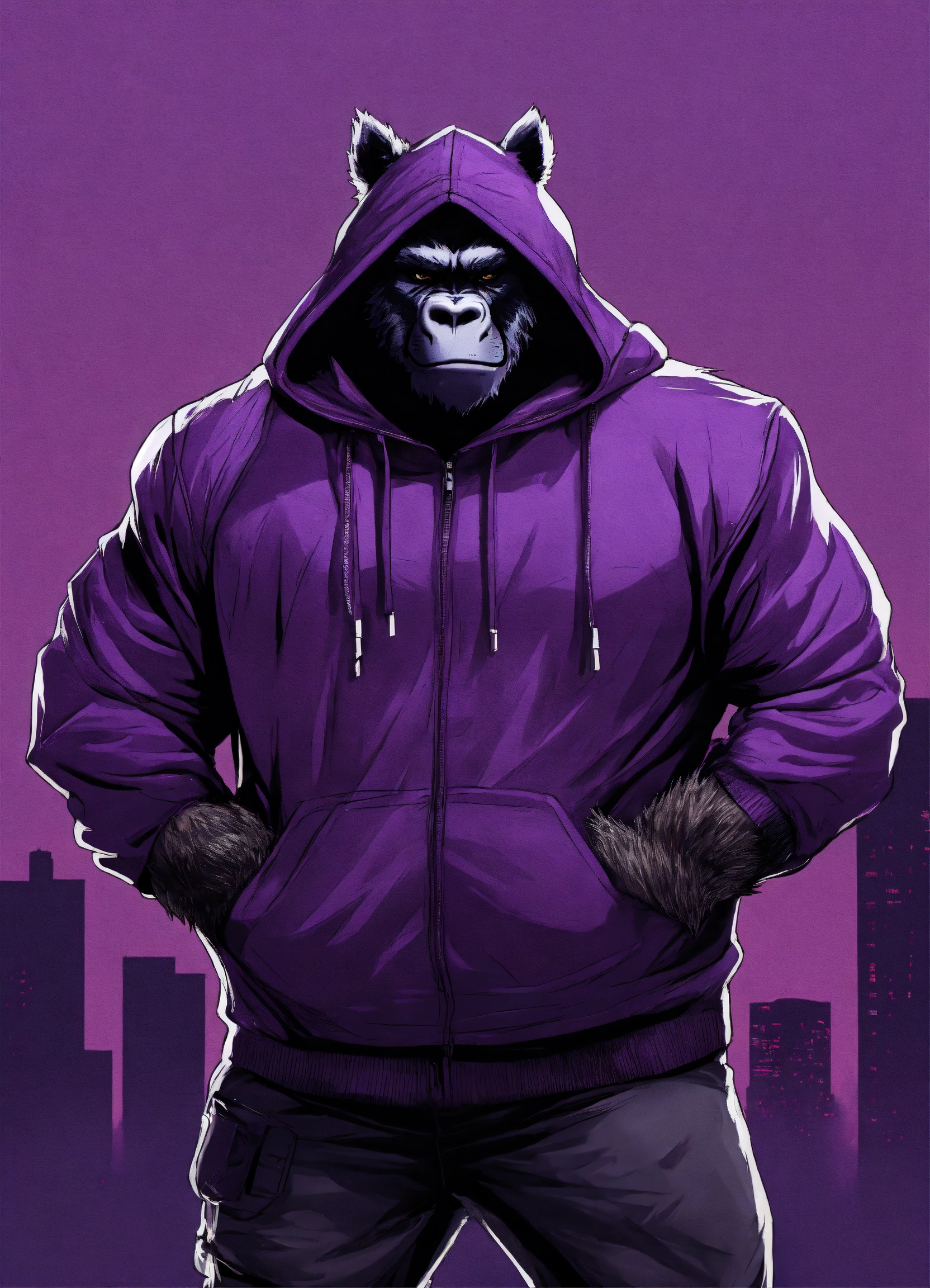 Lexica - Gangster werewolf and a gangster gorilla wearing hoodies and ...
