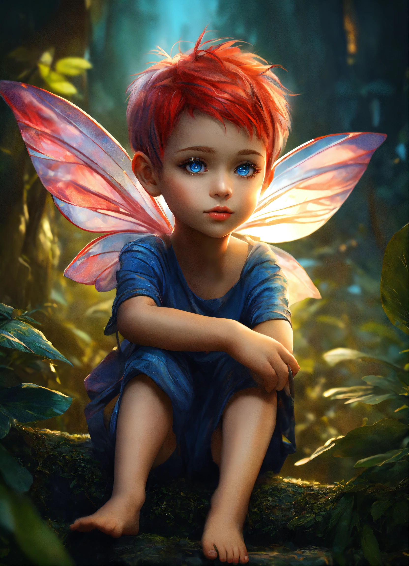 Lexica - Beautiful little pixie full body in a mystical jungle red ...