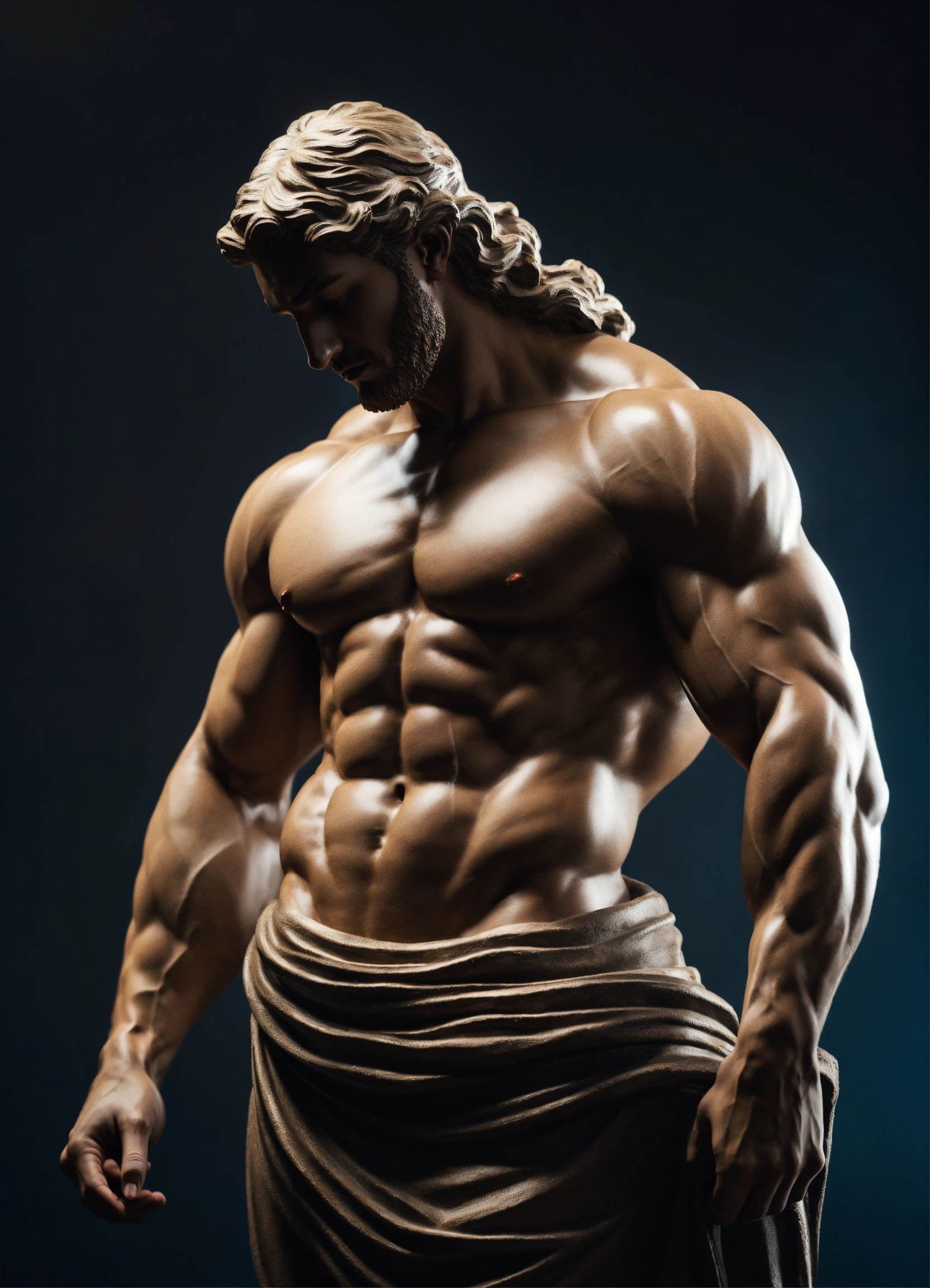 Lexica - Simple muscular greek god statue with middelparting hair with ...