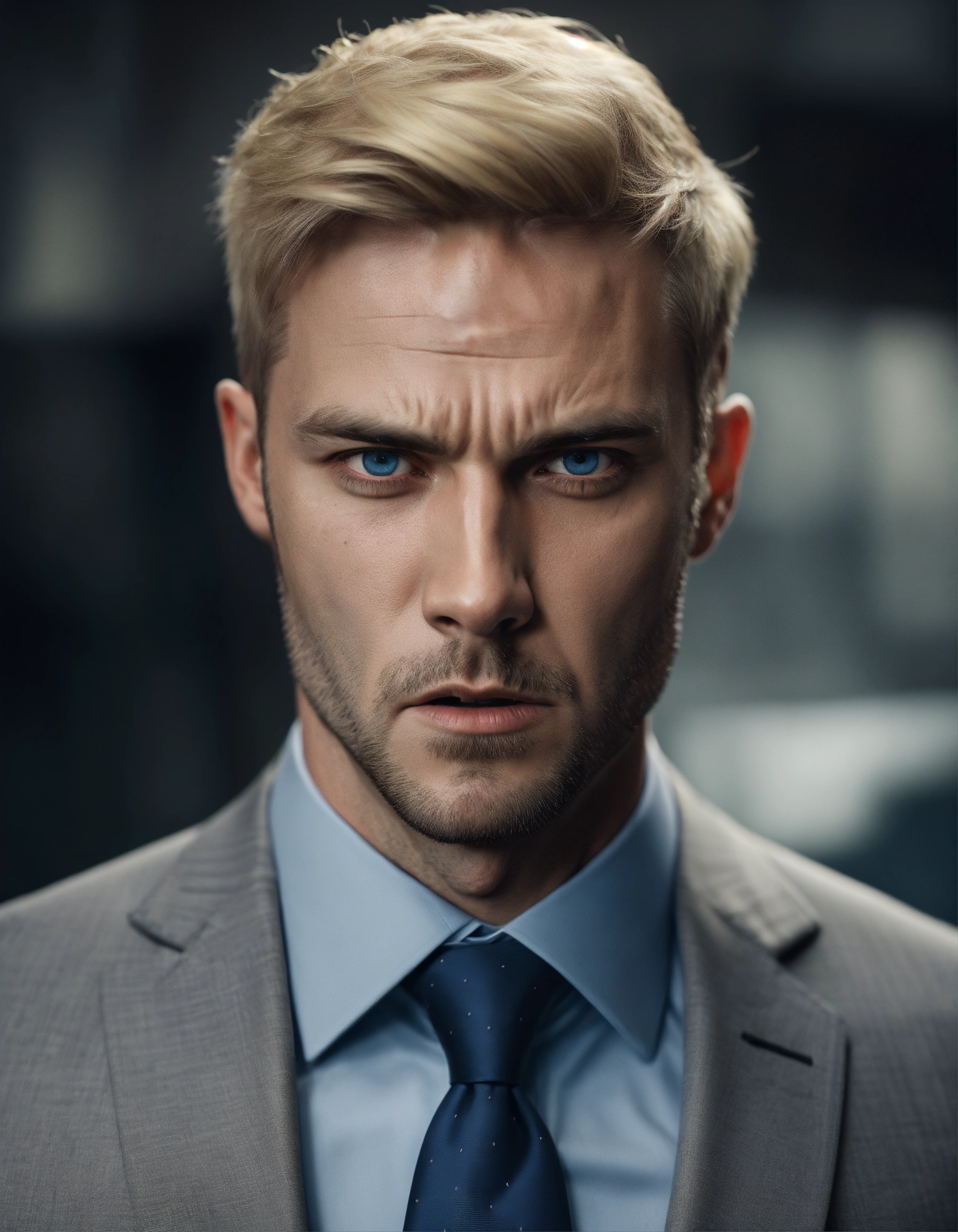 Lexica - A realistic photo of scary 35 years old man with deep blue ...