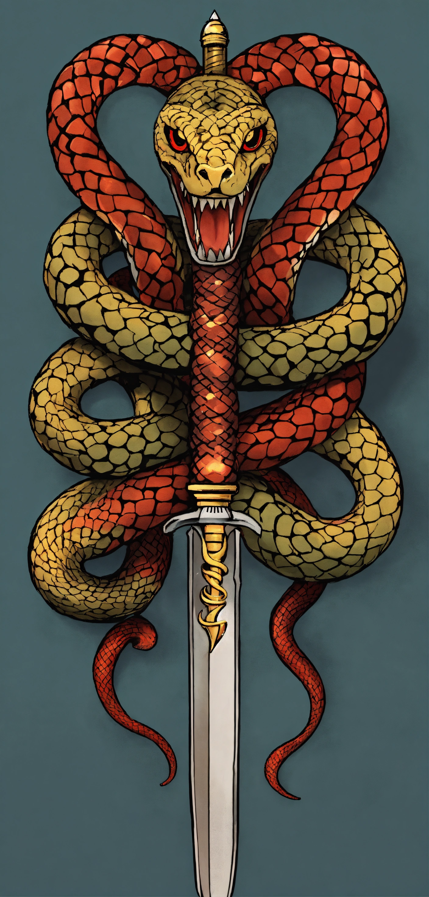 Lexica - Snake coiled around dagger tattoo design