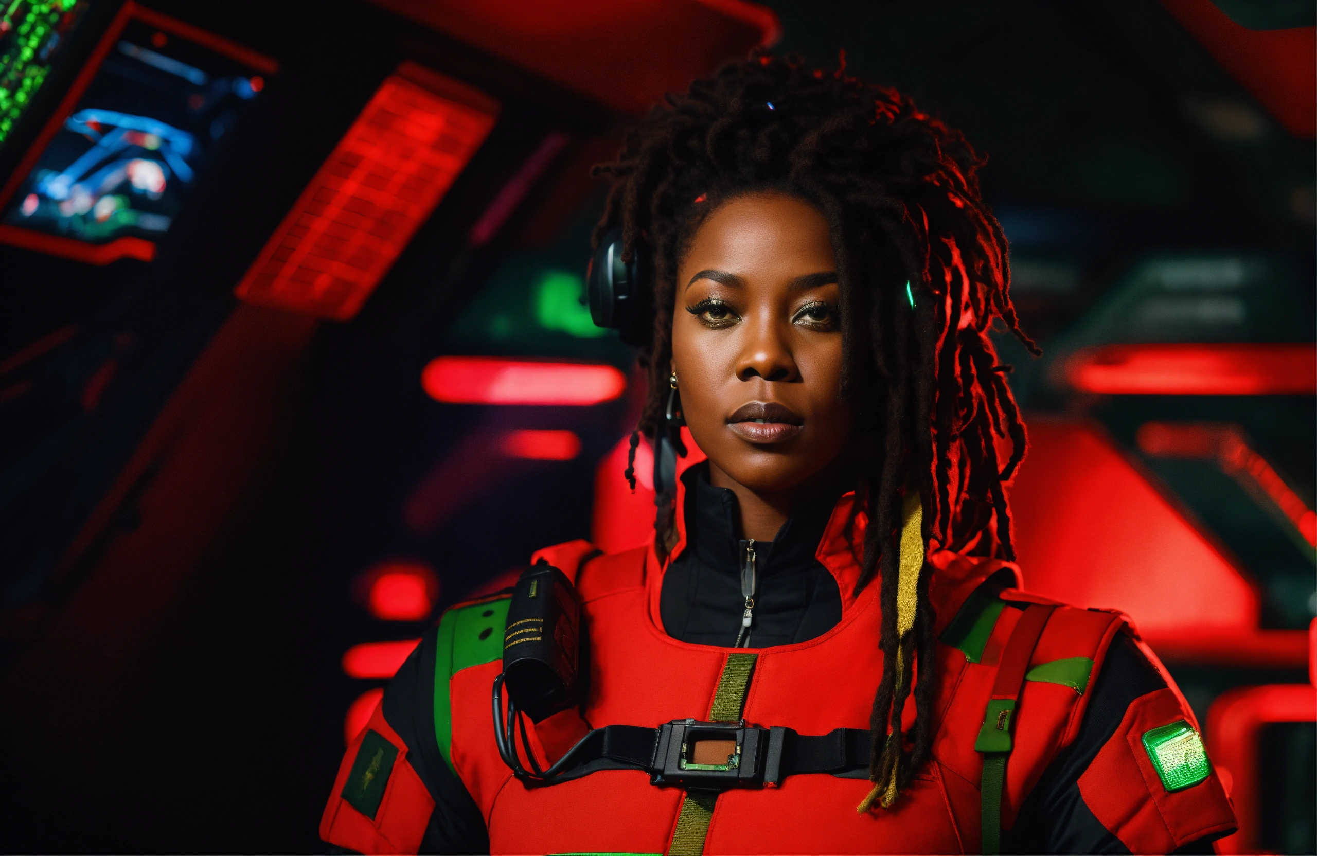 Lexica - Full body view of a serious black woman with dreadlocks as a ...