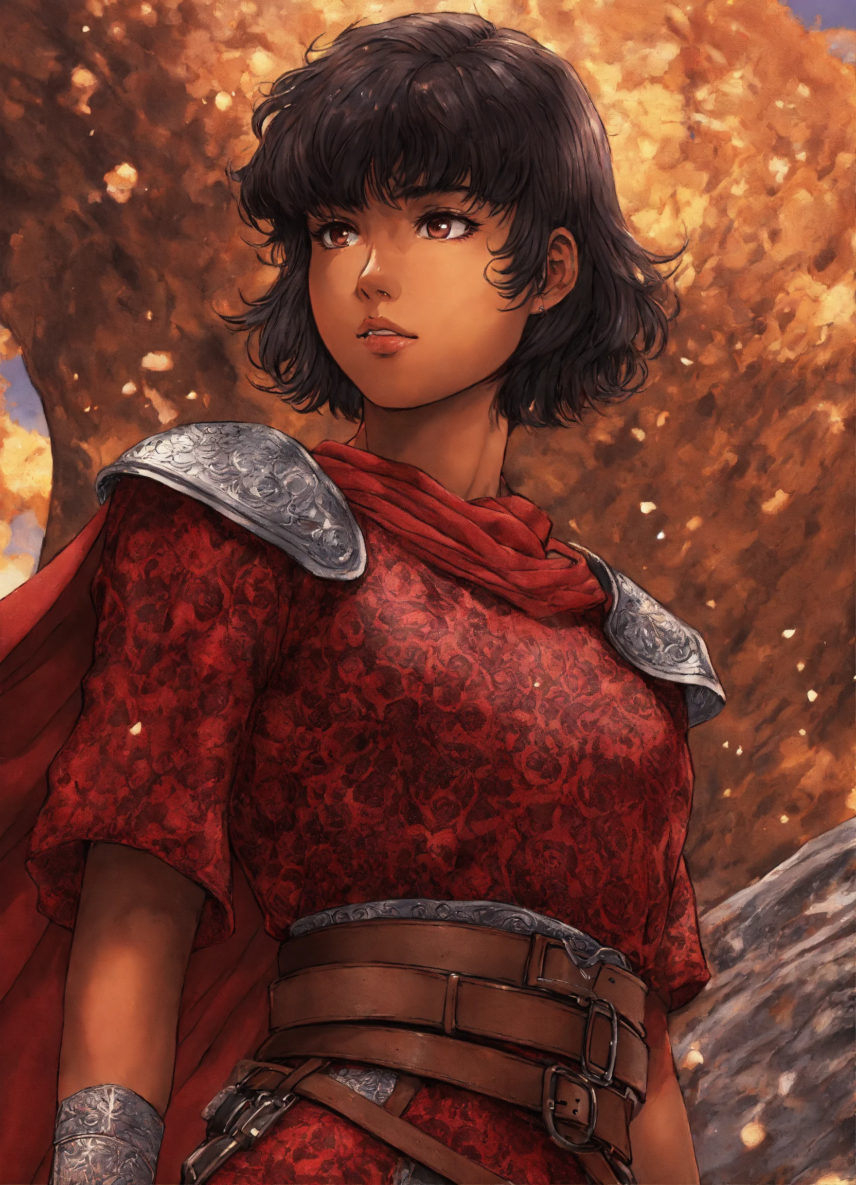 Lexica - Full body Manga art of Casca from Berserk, brown skin, short ...
