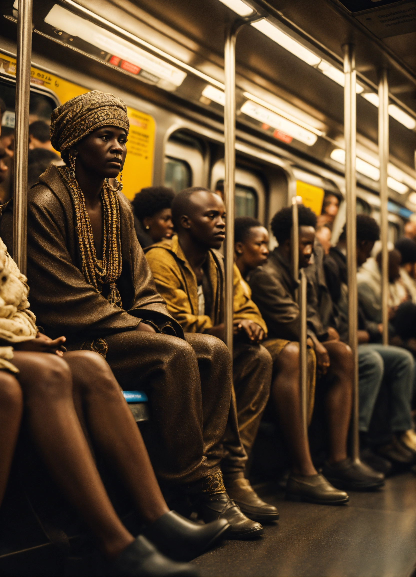 Lexica - African American statues sitting in a very crowded subway ...