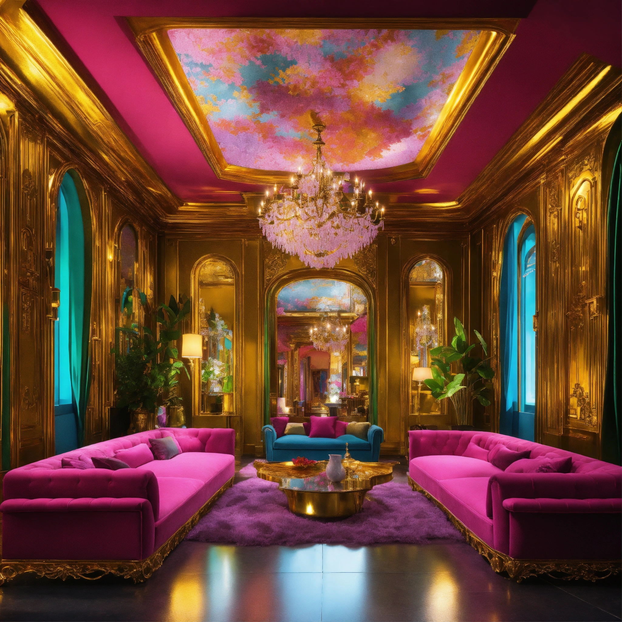 Lexica - Futuristic beautiful French mansion interior sitting room ...