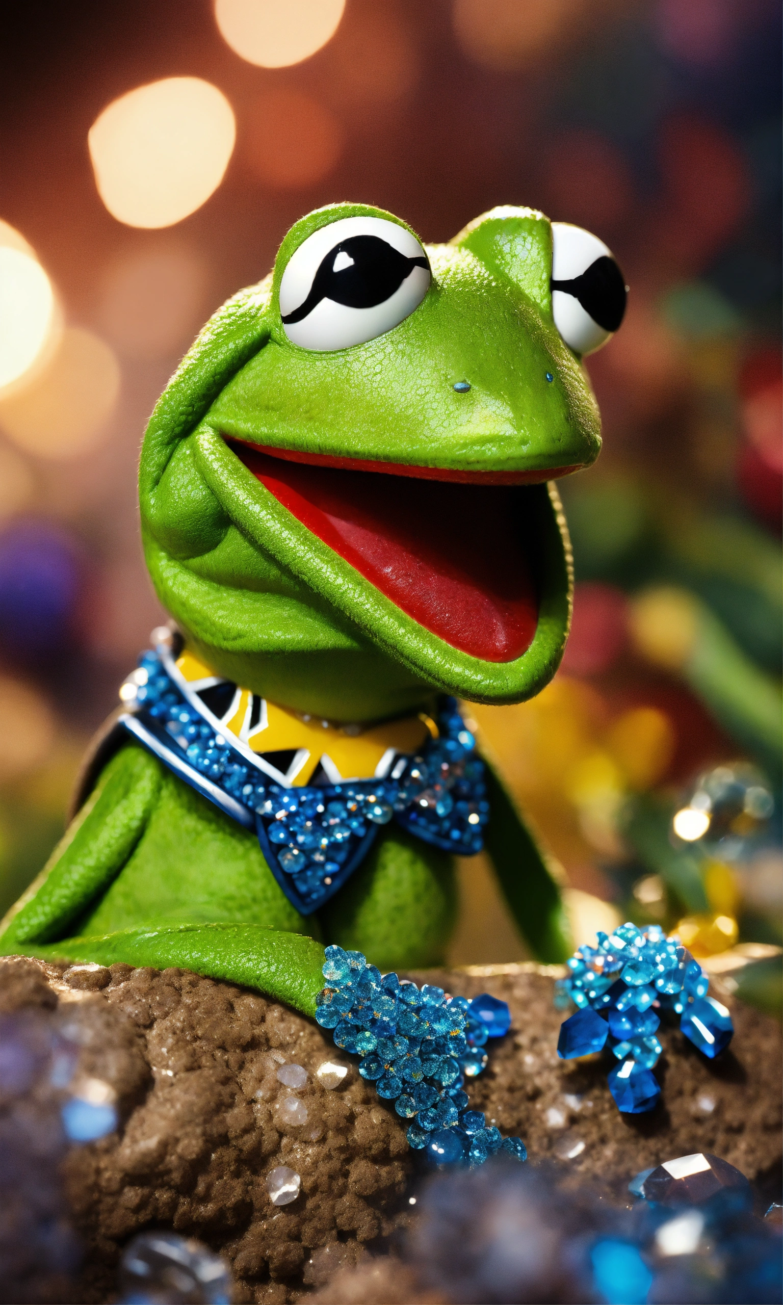 Lexica - Super rich happy Kermit the Frog. luxury, blue crystals, greg ...