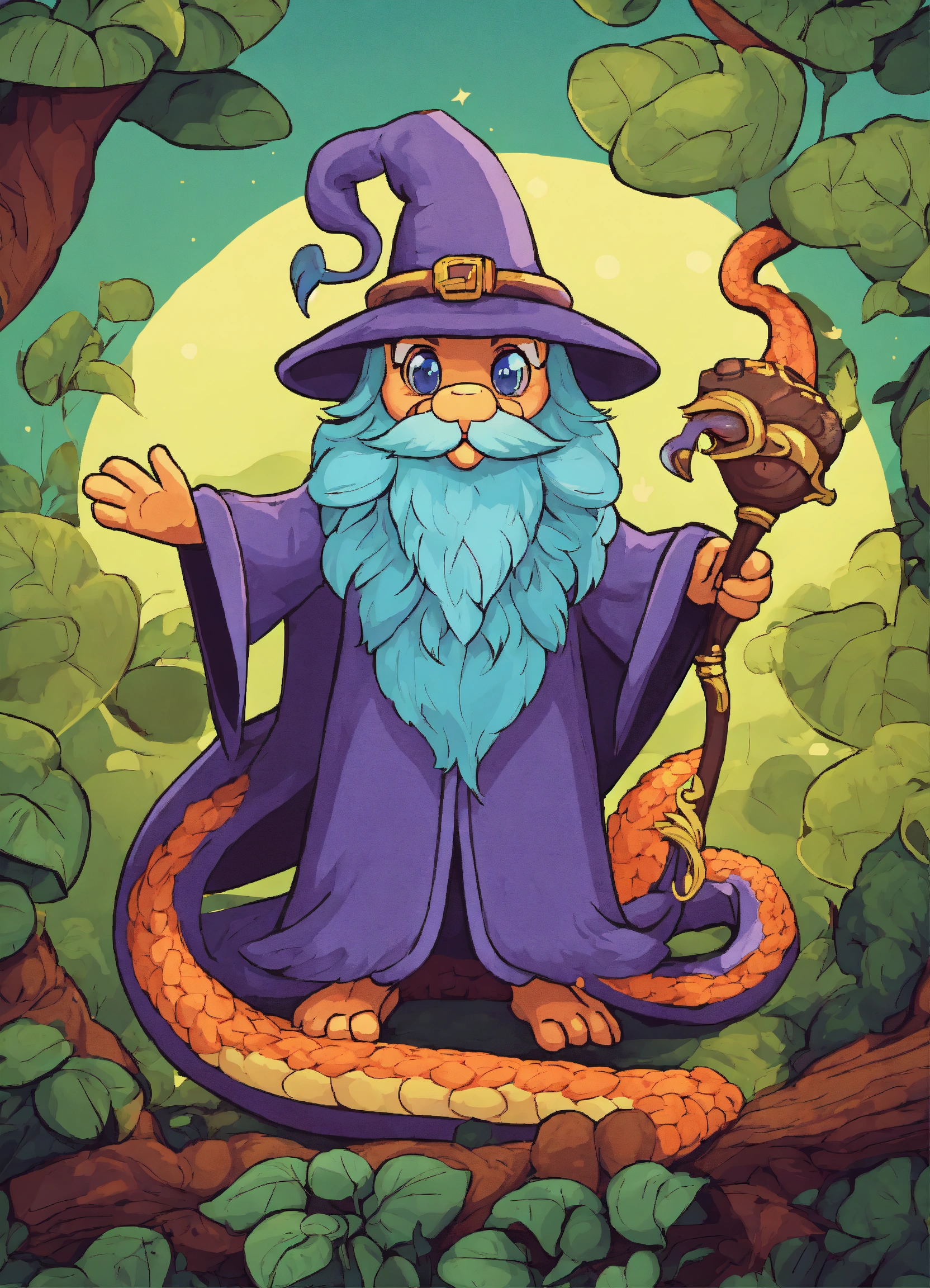 Lexica - Premium vector cute cartoon illustration of a wizard Style Hydra